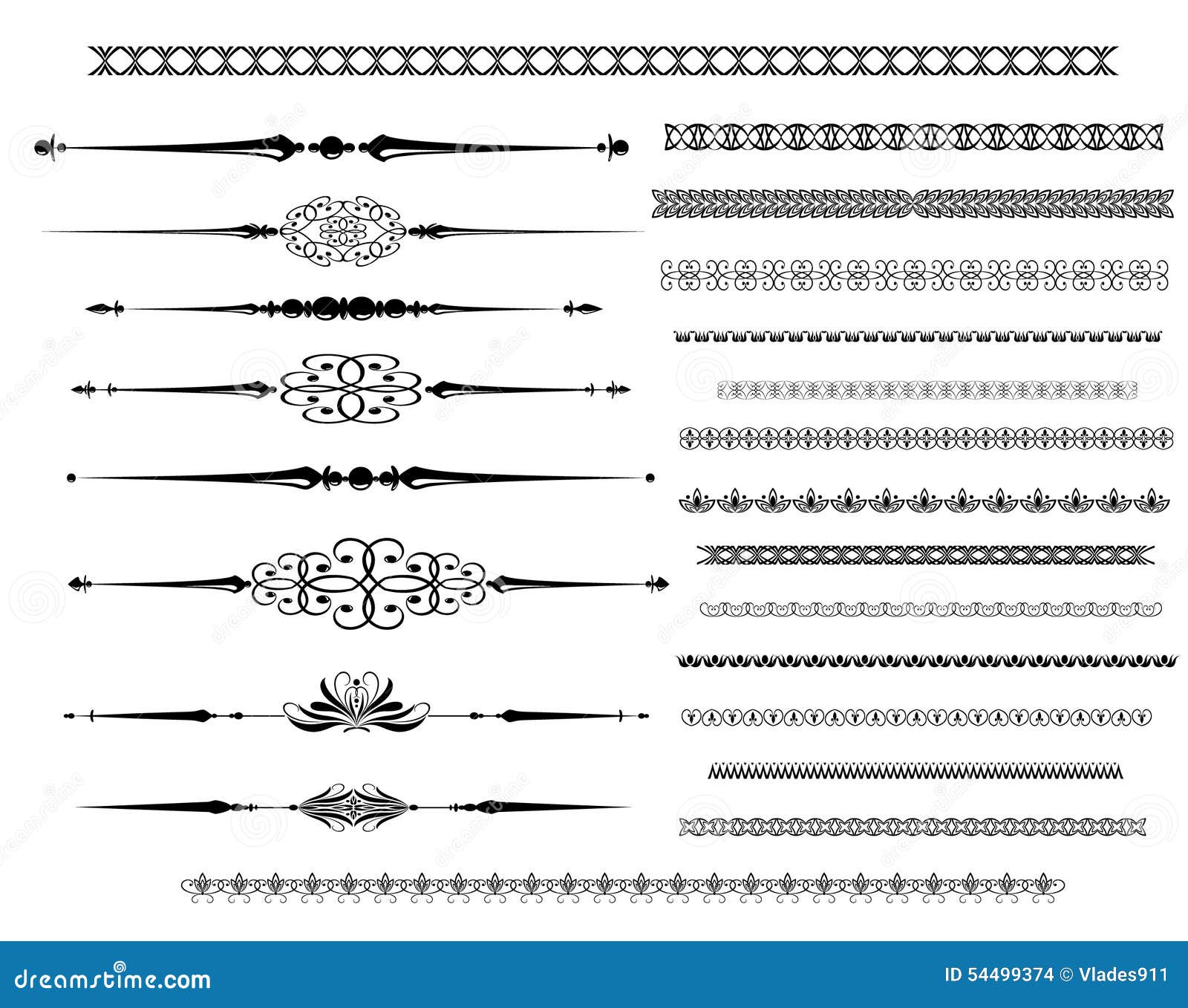 Ornamental Rule Lines in Different Design Stock Vector - Illustration ...
