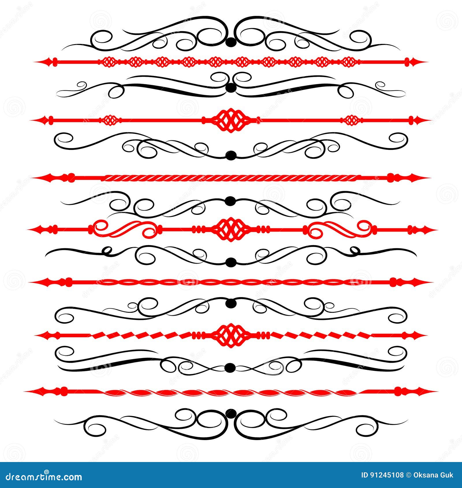 Ornamental Rule Lines in Different Design Decor. Stock Vector ...