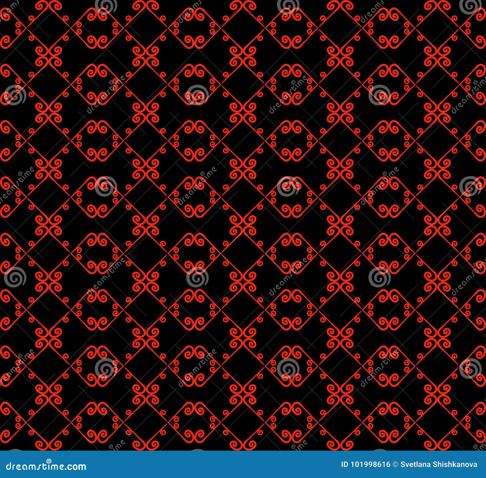 Ornamental Seamless Pattern. Black and Red Colors Stock Vector ...