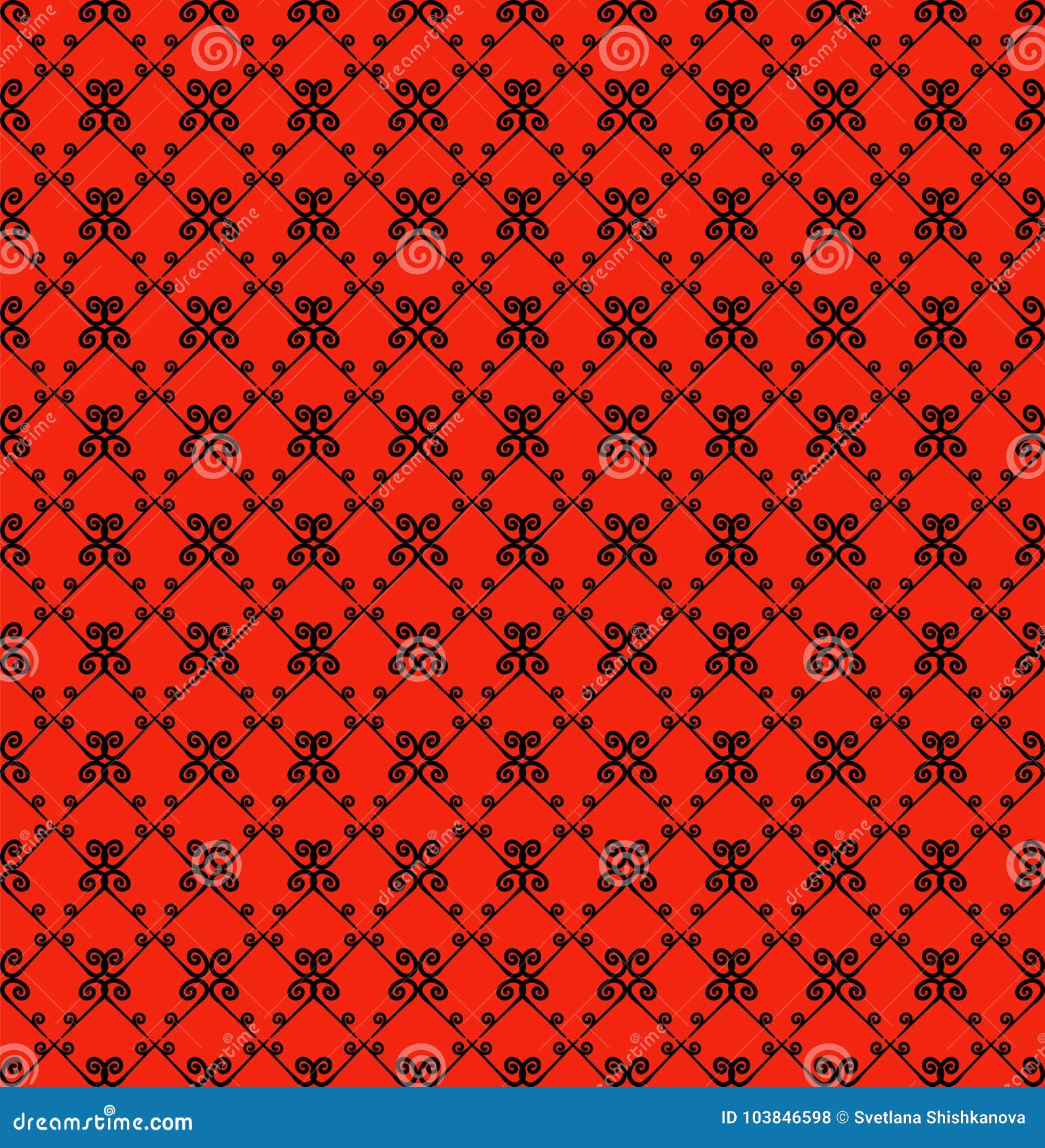 Ornamental Seamless Pattern. Black and Red Colors. Endless template ...