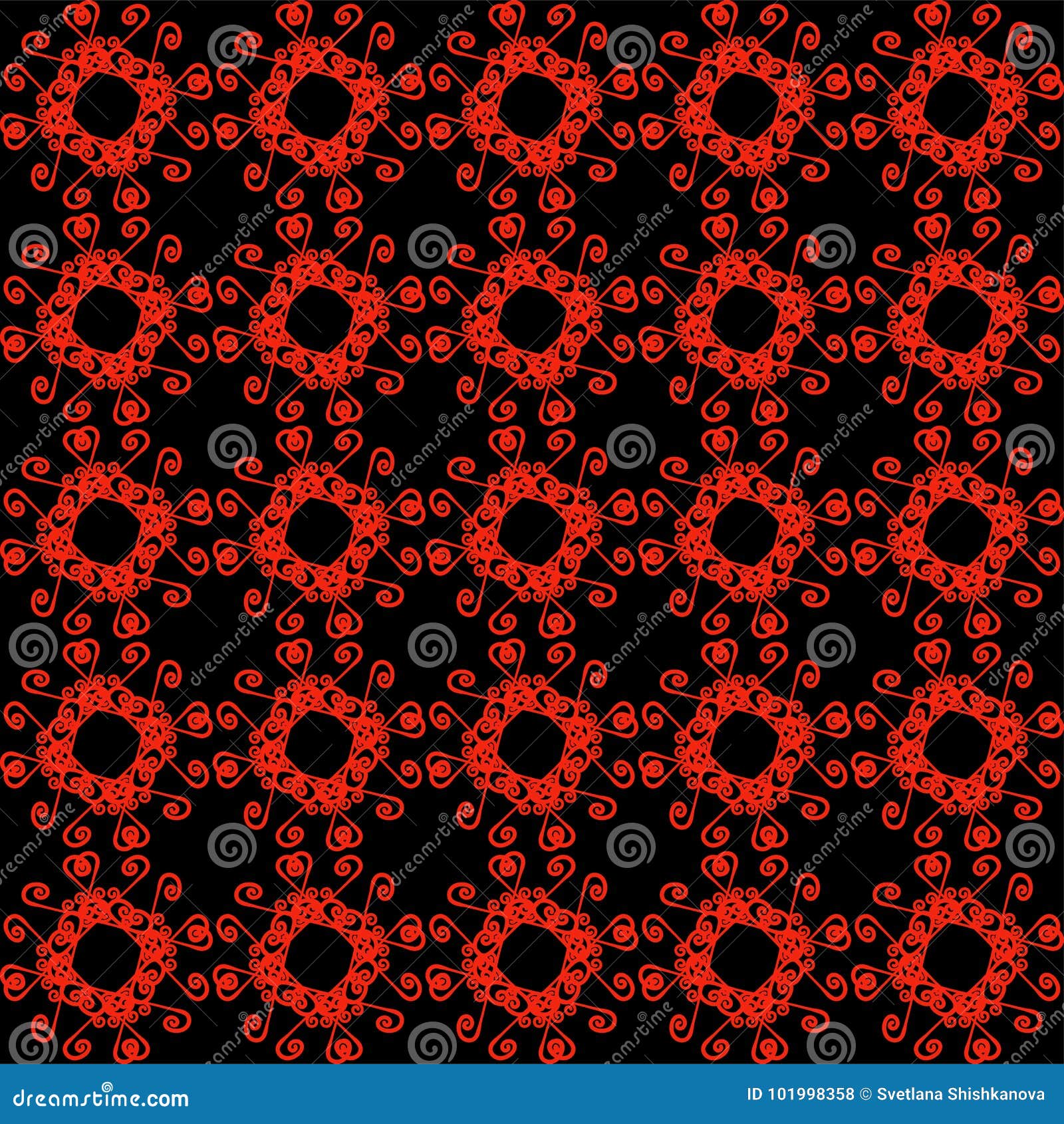 Ornamental Seamless Pattern. Black and Red Colors.Â EndlessÂ template ...