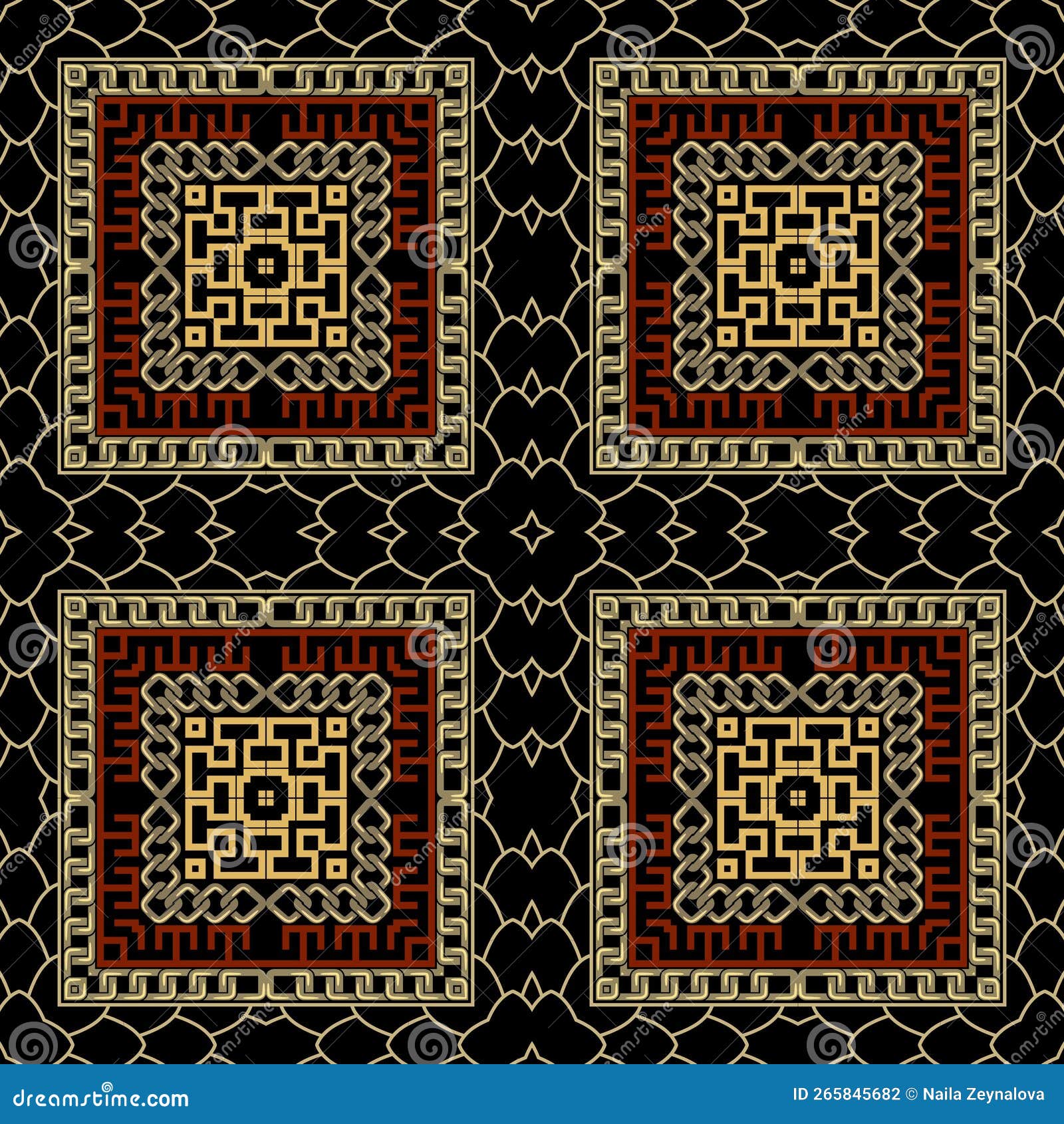 Ornamental Squares Seamless Pattern with Chain Frames. Patterned Lacy ...