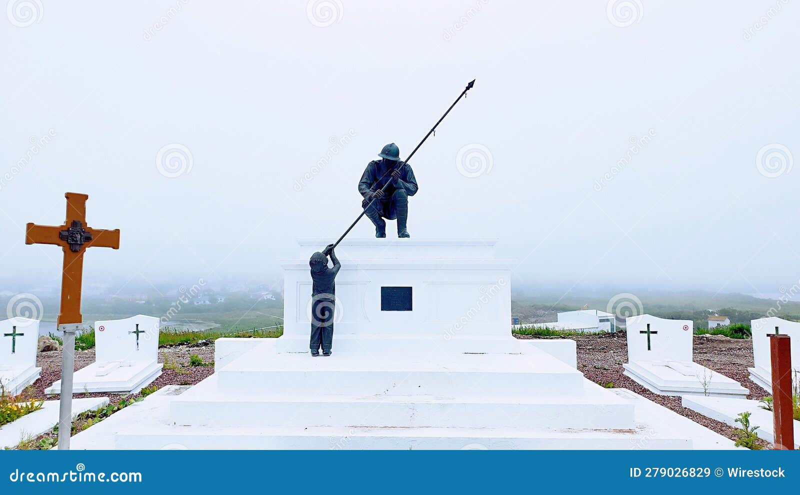 A Statue Sits Atop the Grave with a Pole in it Editorial Stock Image ...