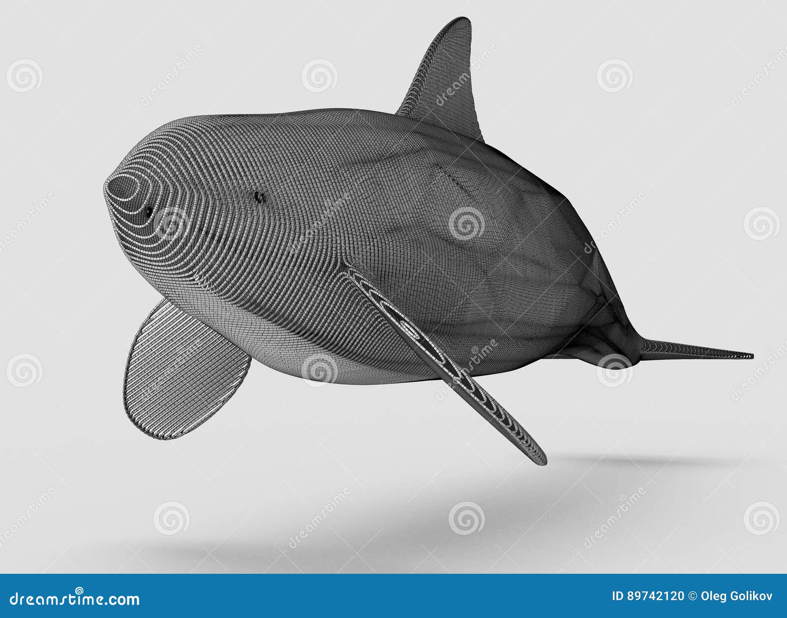 Ornamental Structural Design of Whale. 3D Illustration. Stock ...