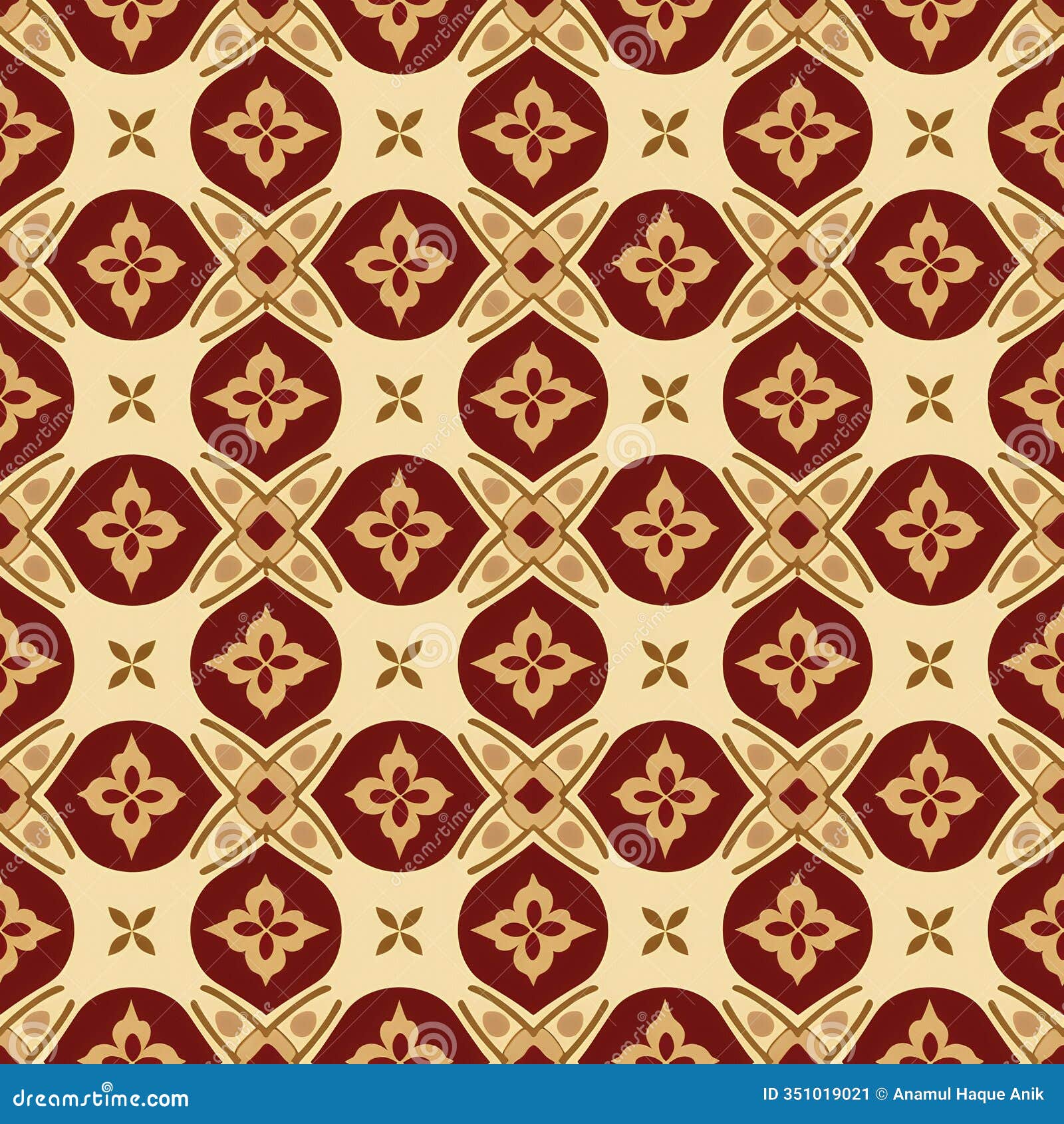 Ornamental Tile Pattern in Red and Gold Stock Illustration ...