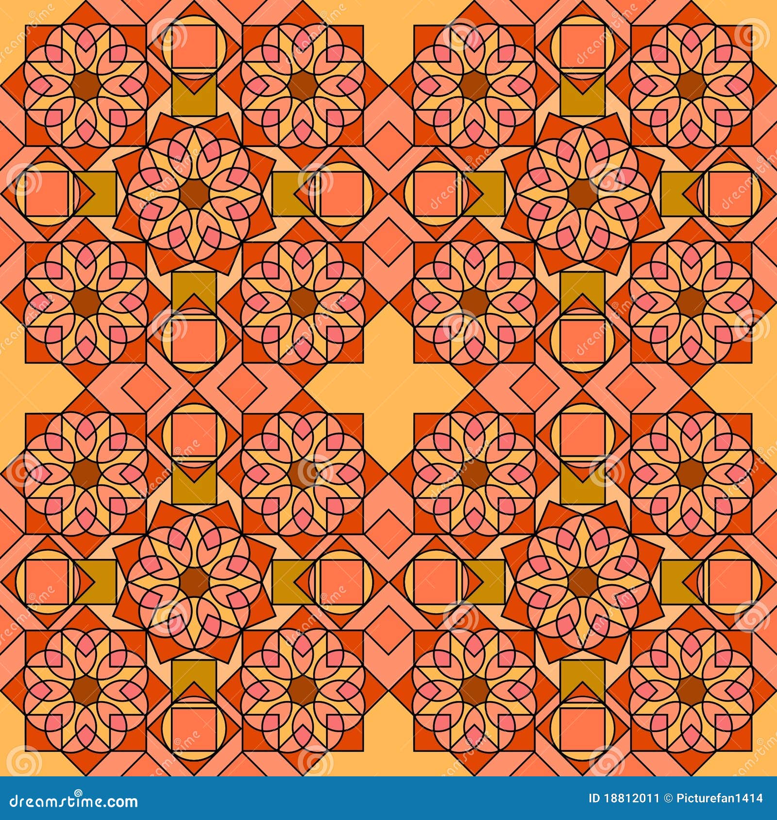 Ornamental Tiles Orange stock illustration. Illustration of starry ...