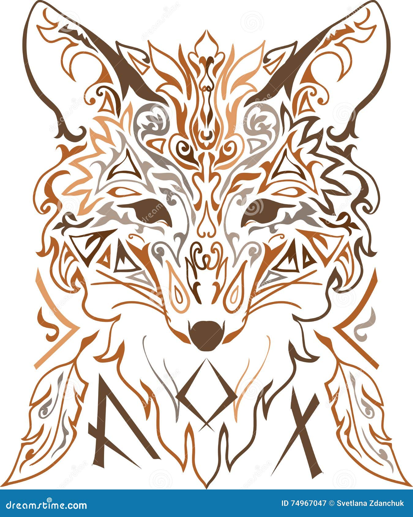 Tribal Fox Head Drawing