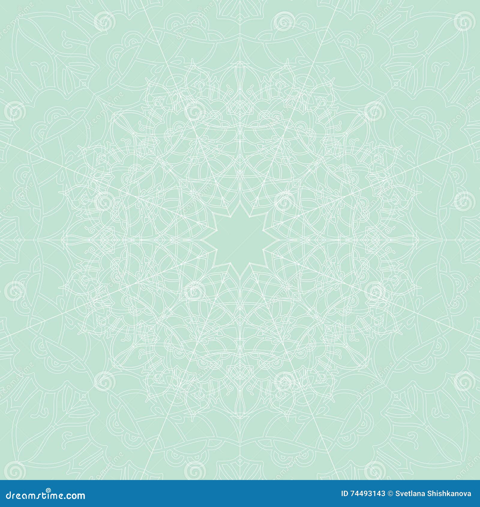 Ornamental Vector Mandala on the Light Green Background Stock Vector ...