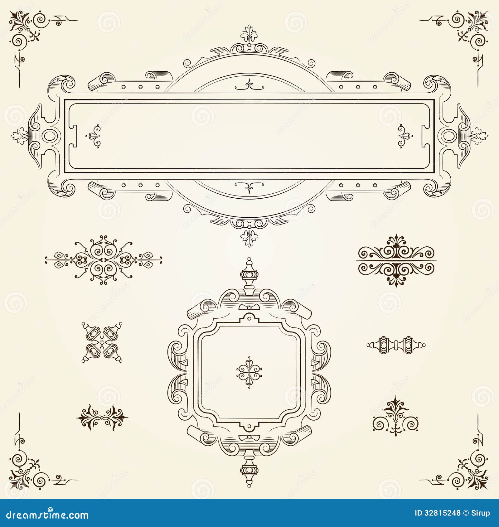 Ornamental Vintage Rectangular Border Frames Stock Vector ...