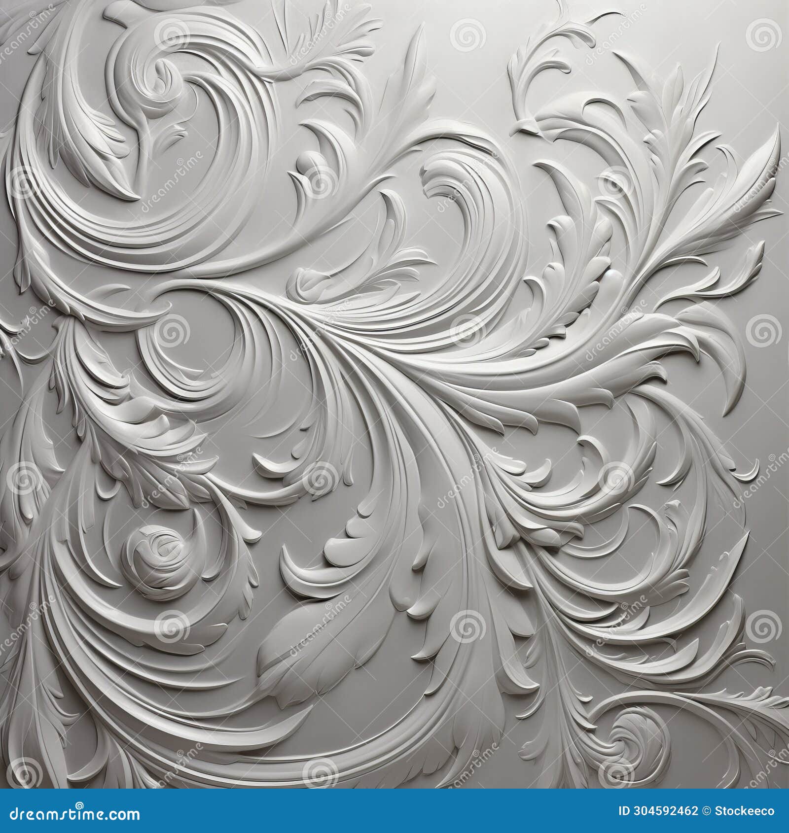 Hyperrealistic Decorative Floral Carving on White Wall Stock Illustration - Illustration of ...