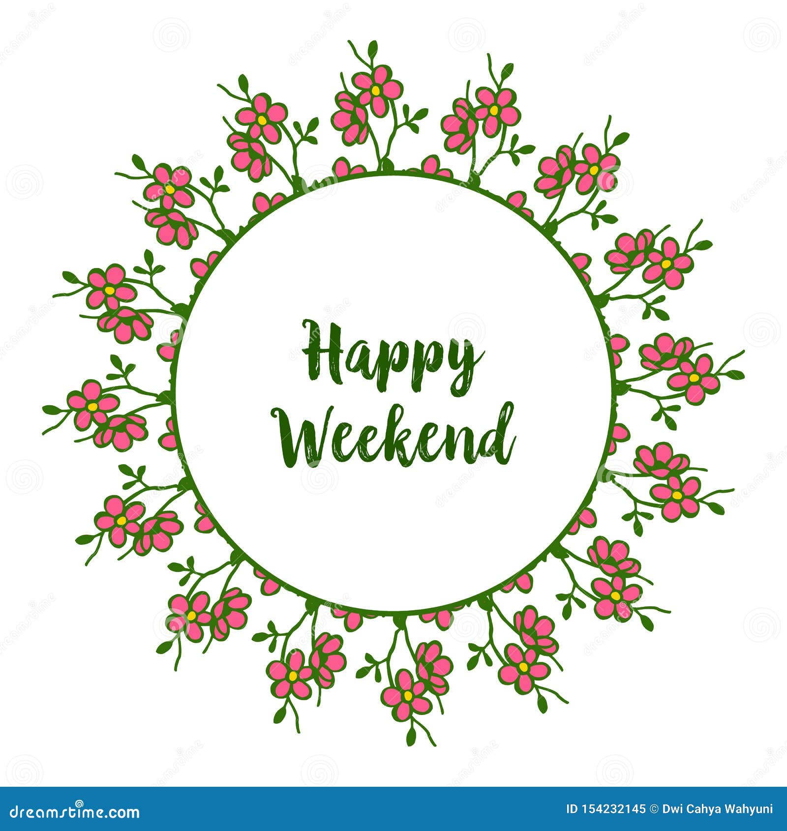 Ornamental of Wreath Frame, Happy Weekend Isolated on White Background ...