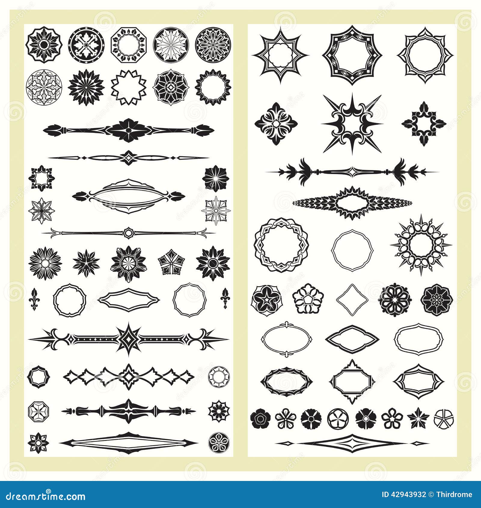 Ornaments and Decorative Elements Stock Vector - Illustration of circle ...