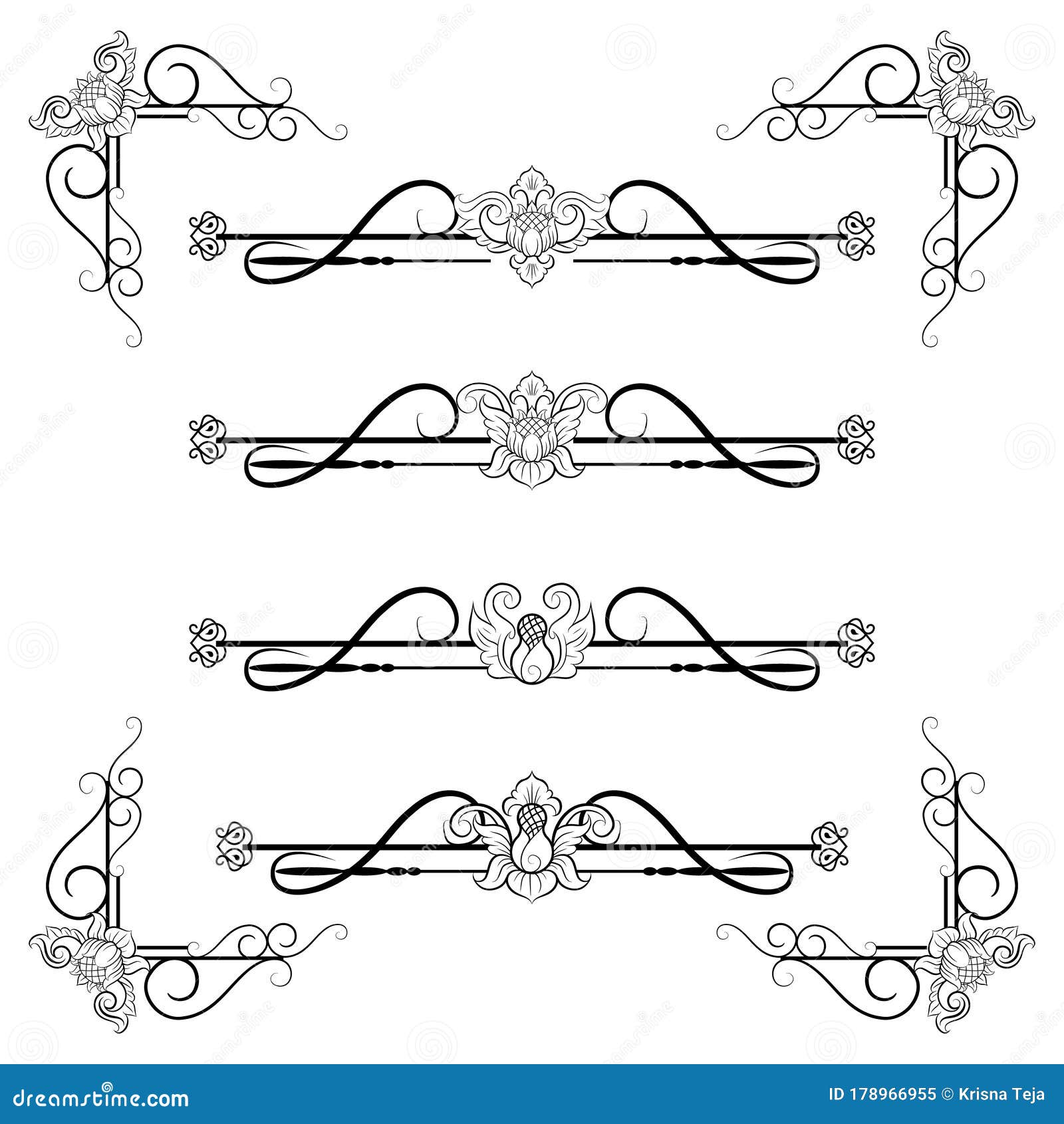 Ornaments Frames Separator Elements for Classic Vintage Wedding ...