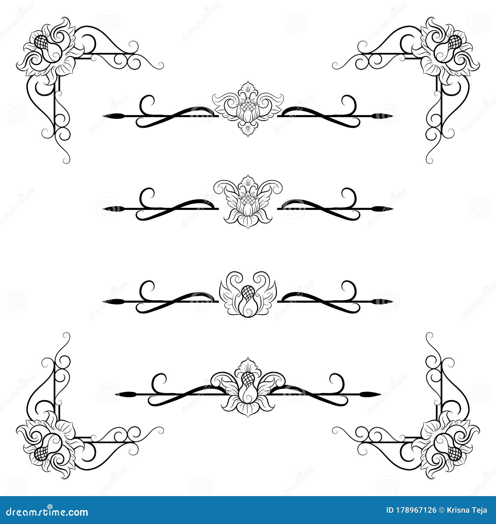 Ornaments Frames Separator Elements for Classic Vintage Wedding ...