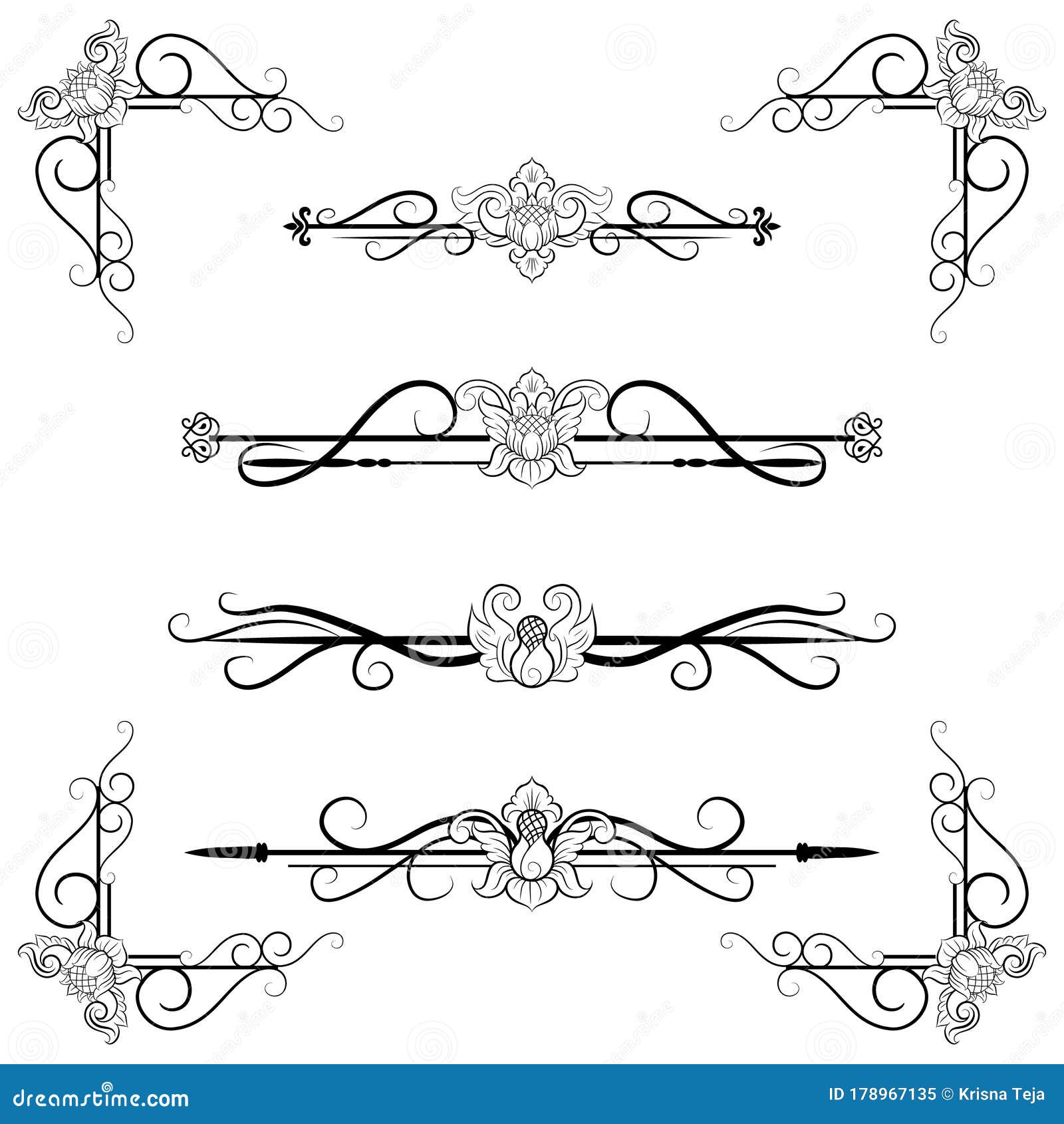 Ornaments Frames Separator Elements for Classic Vintage Wedding ...