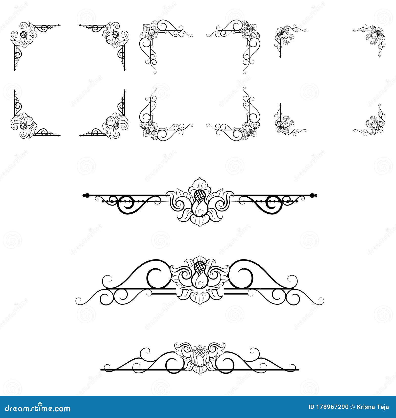 Ornaments Frames Separator Elements for Classic Vintage Wedding ...