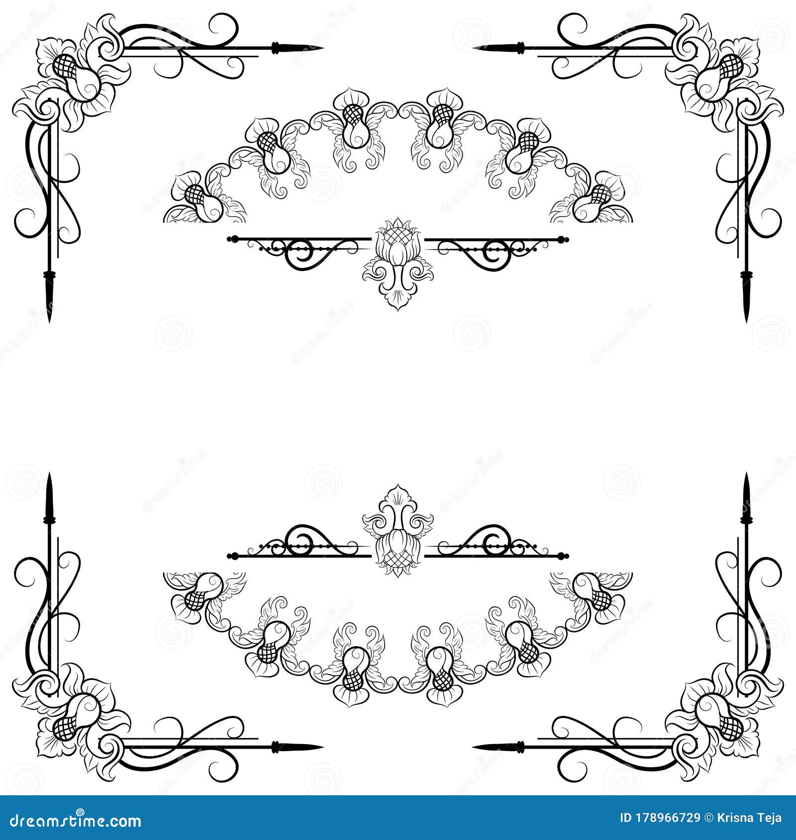 Ornaments Frames Separator Elements for Classic Vintage Wedding ...