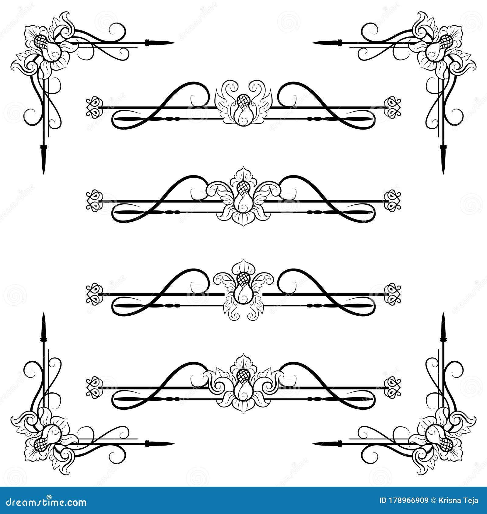 Ornaments Frames Separator Elements for Classic Vintage Wedding ...