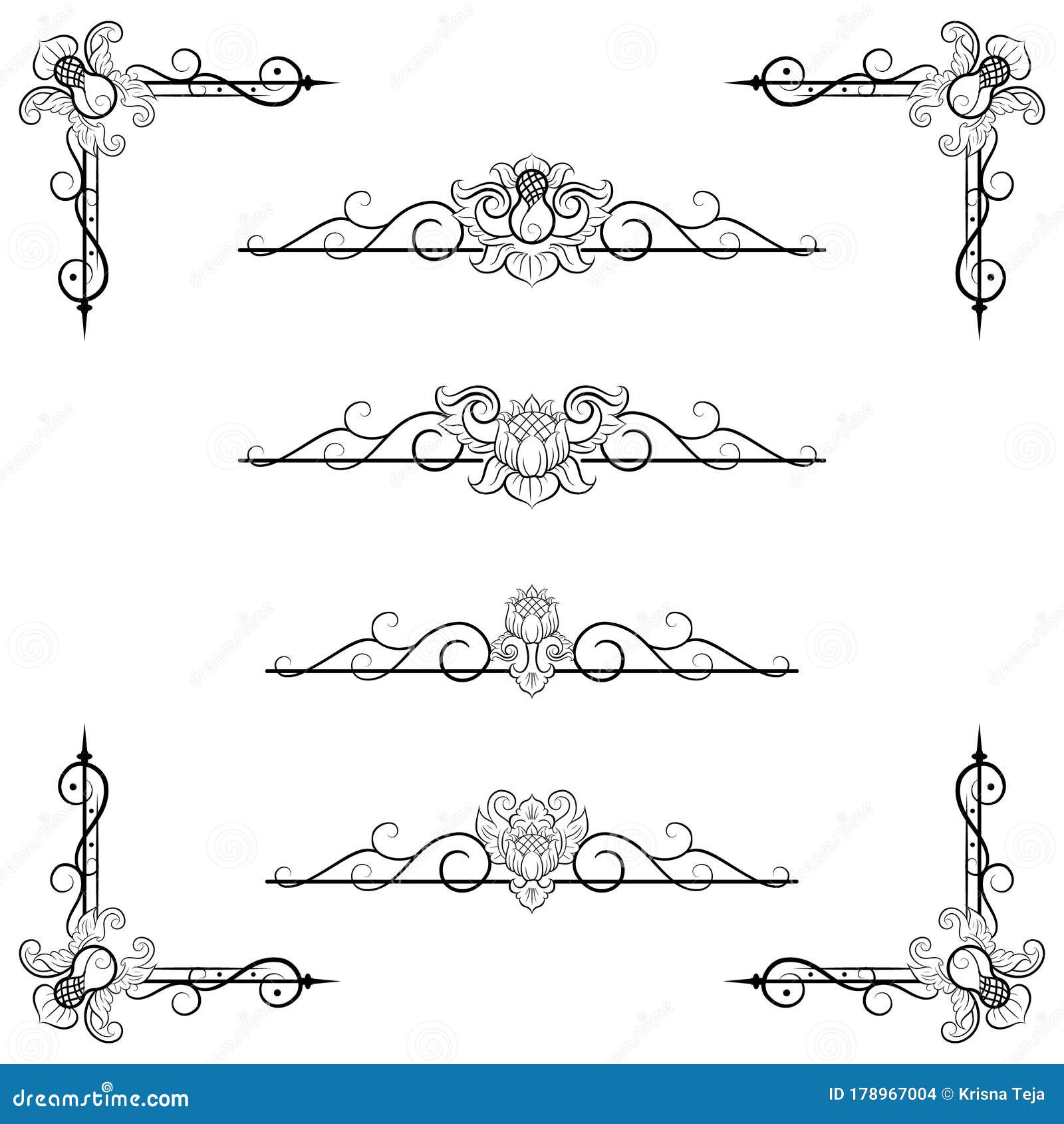 Ornaments Frames Separator Elements for Classic Vintage Wedding ...