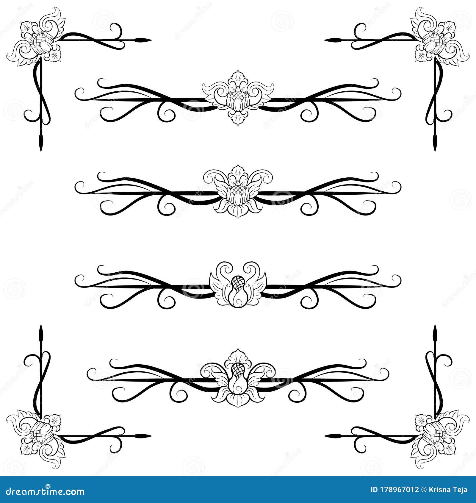 Ornaments Frames Separator Elements for Classic Vintage Wedding ...