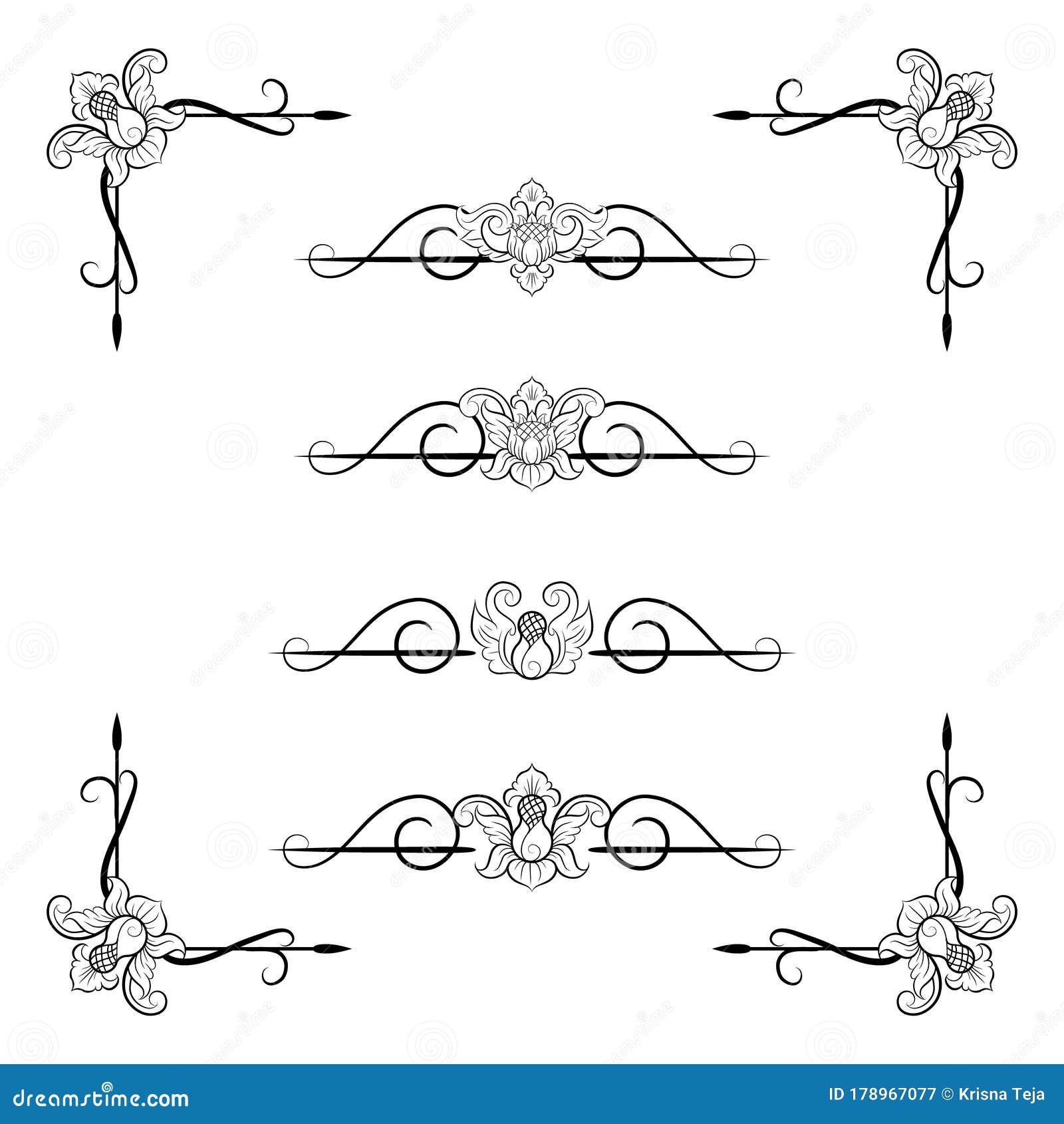 Ornaments Frames Separator Elements for Classic Vintage Wedding ...