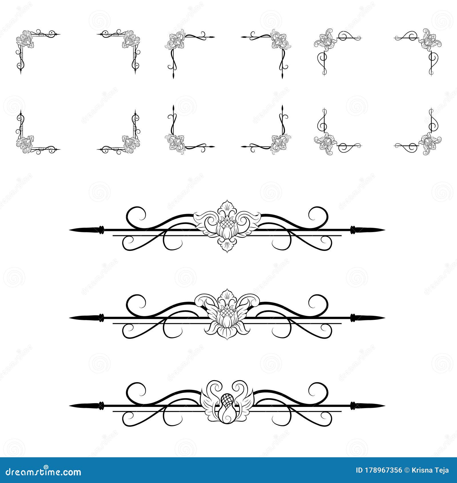 Ornaments Frames Separator Elements for Classic Vintage Wedding ...