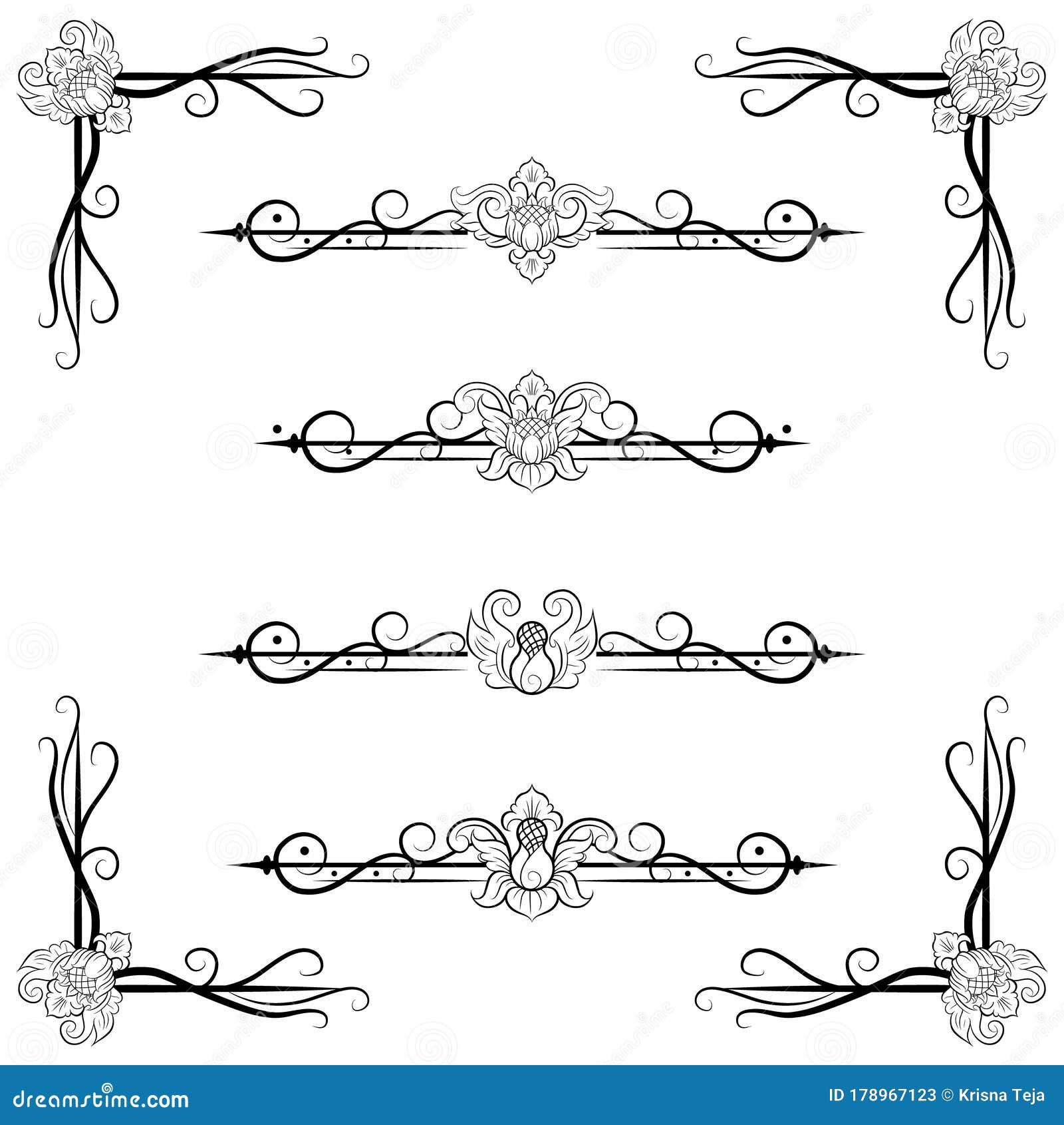 Ornaments Frames Separator Elements for Classic Vintage Wedding ...