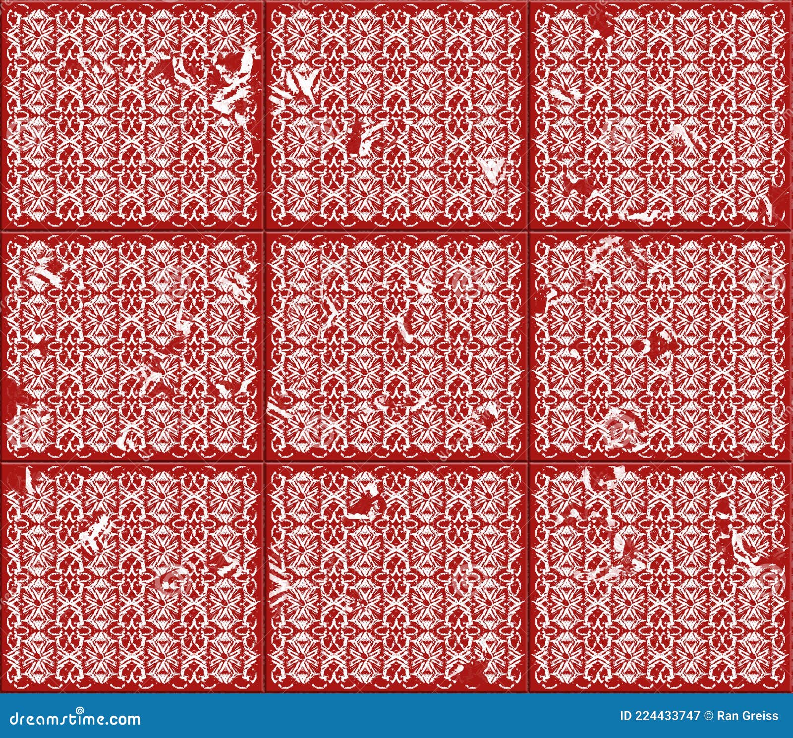 Ethnic Decorative Seamless Pattern of Red Tiles Stock Illustration ...