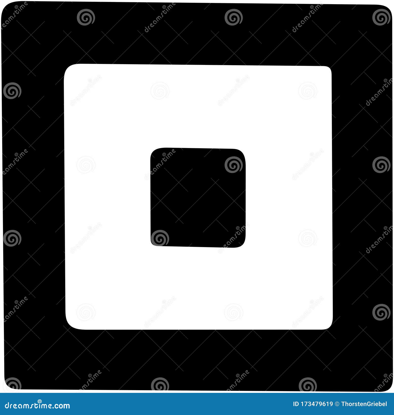 Ornate Abstract Black Symbol on White Background and Black Frame Stock ...
