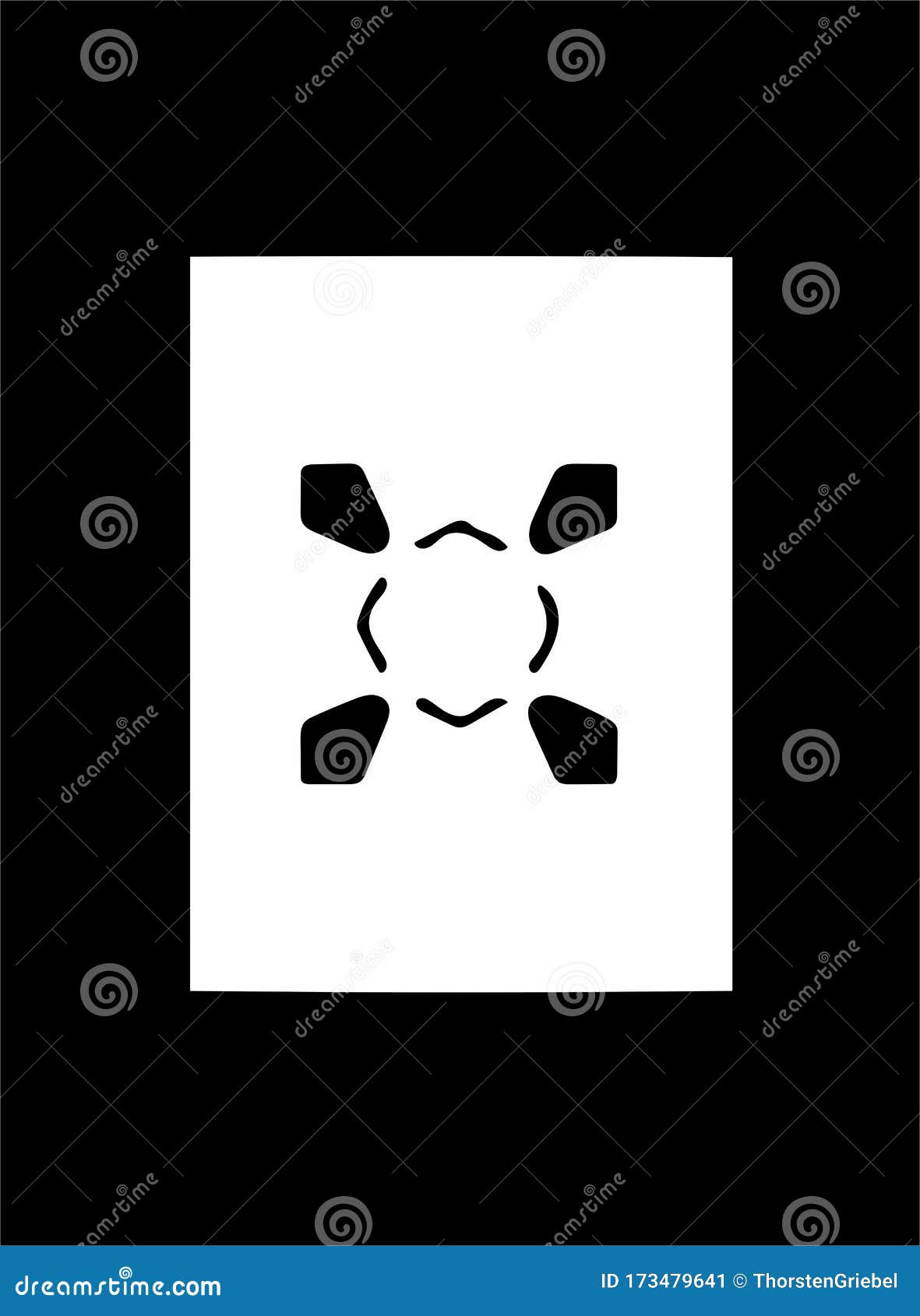 Ornate Abstract Black Symbol on White Background and Black Frame Stock ...