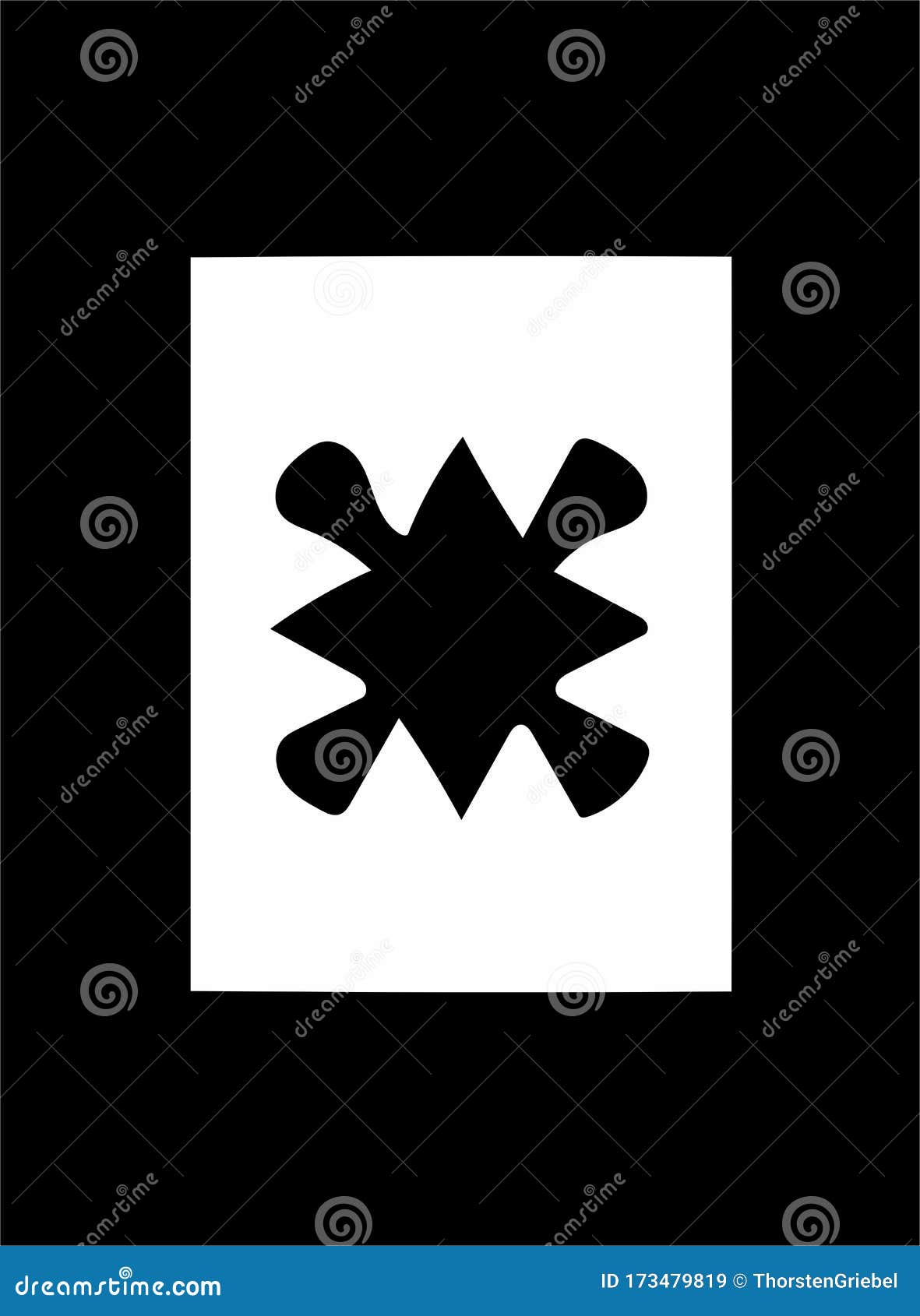 Ornate Abstract Black Symbol on White Background and Black Frame Stock ...