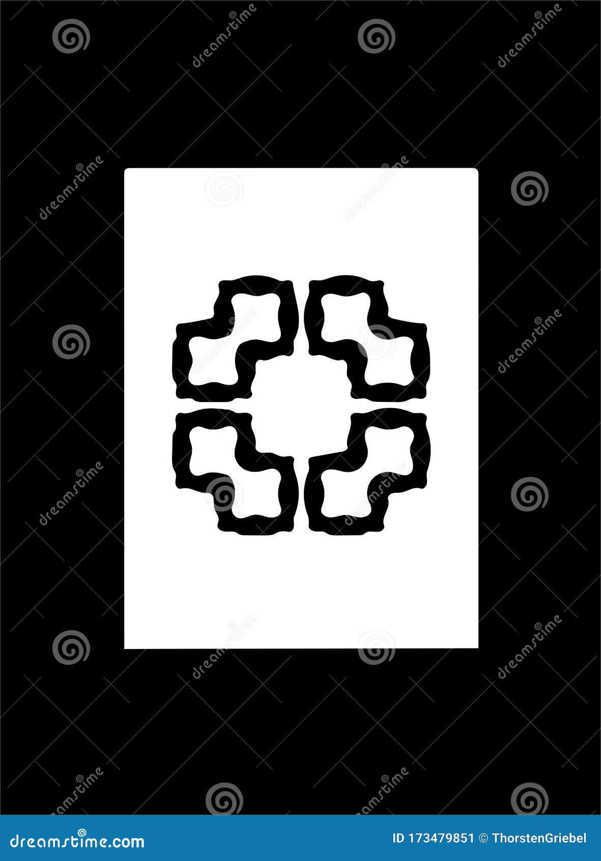 Ornate Abstract Black Symbol on White Background and Black Frame Stock ...