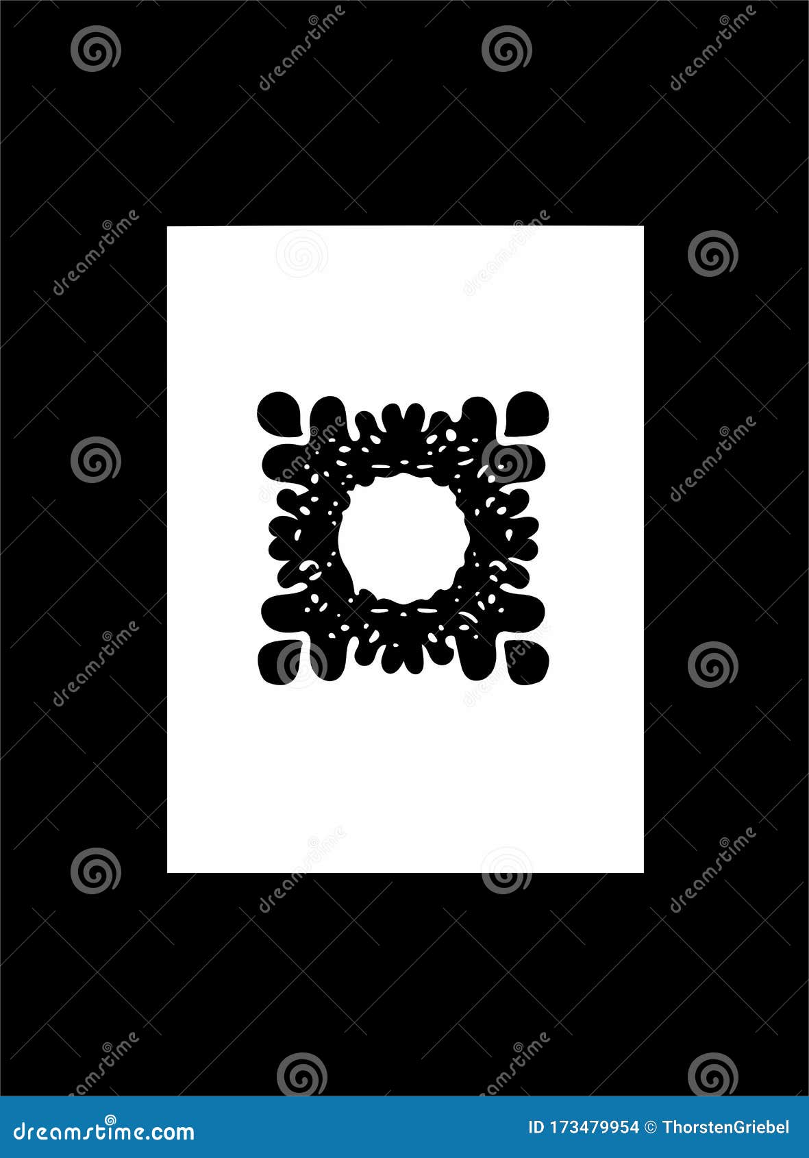 Ornate Abstract Black Symbol on White Background and Black Frame Stock ...