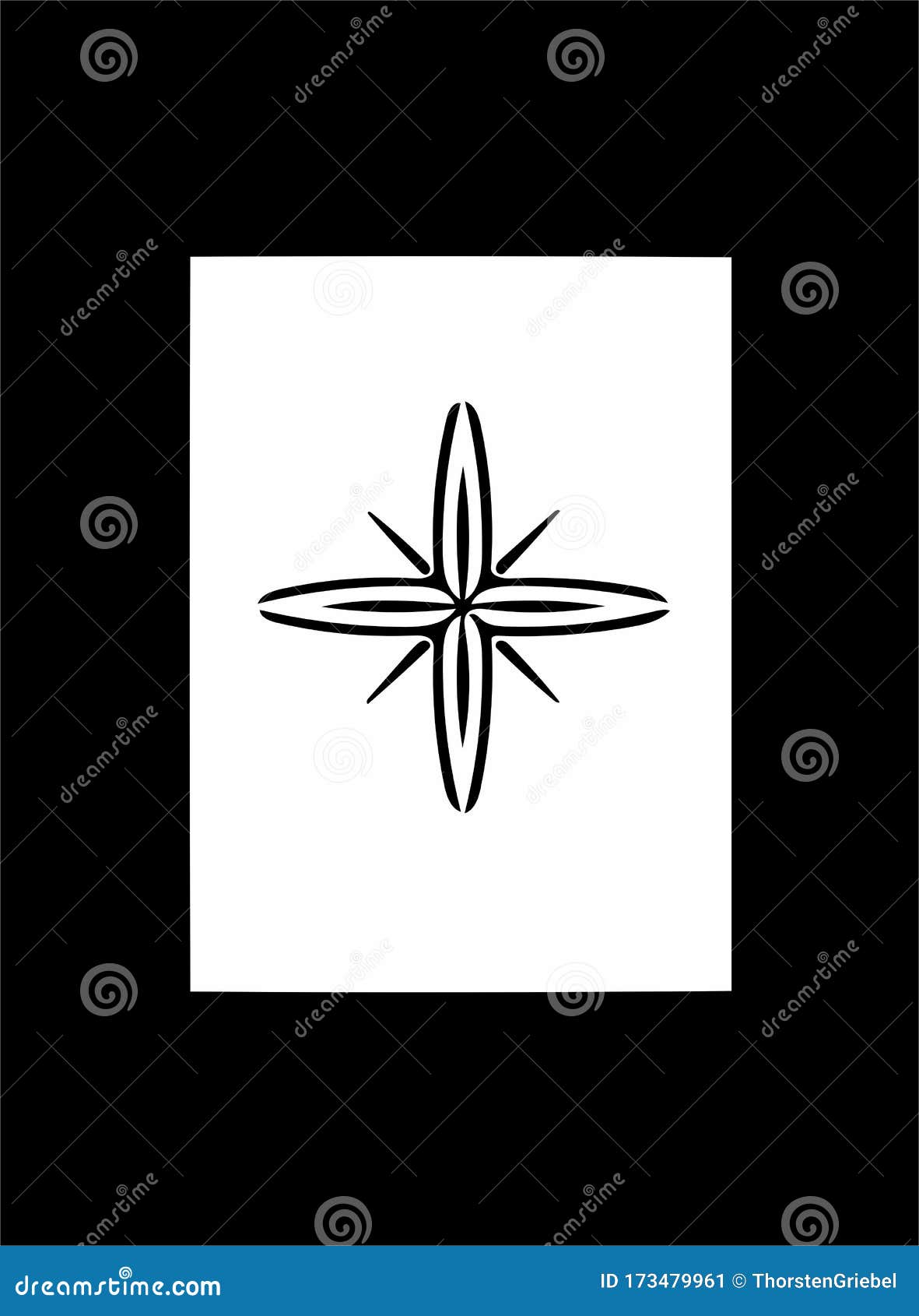 Ornate Abstract Black Symbol on White Background and Black Frame Stock ...