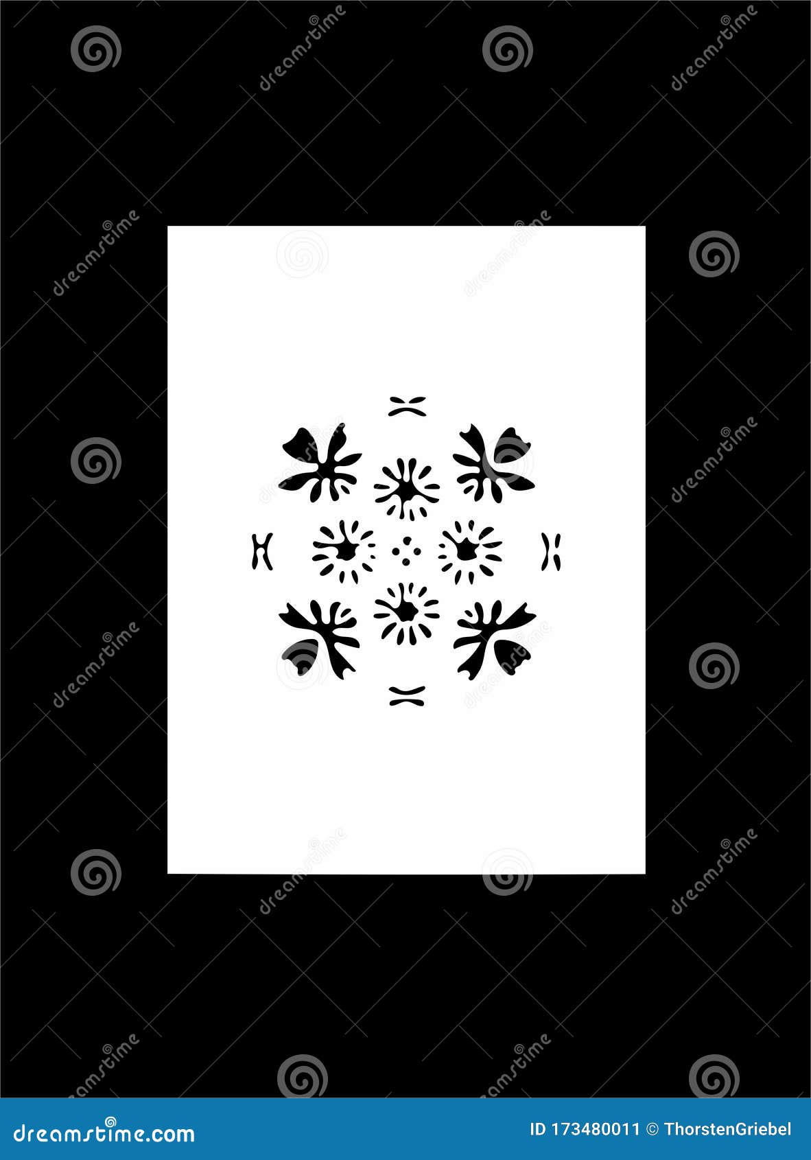 Ornate Abstract Black Symbol on White Background and Black Frame Stock ...