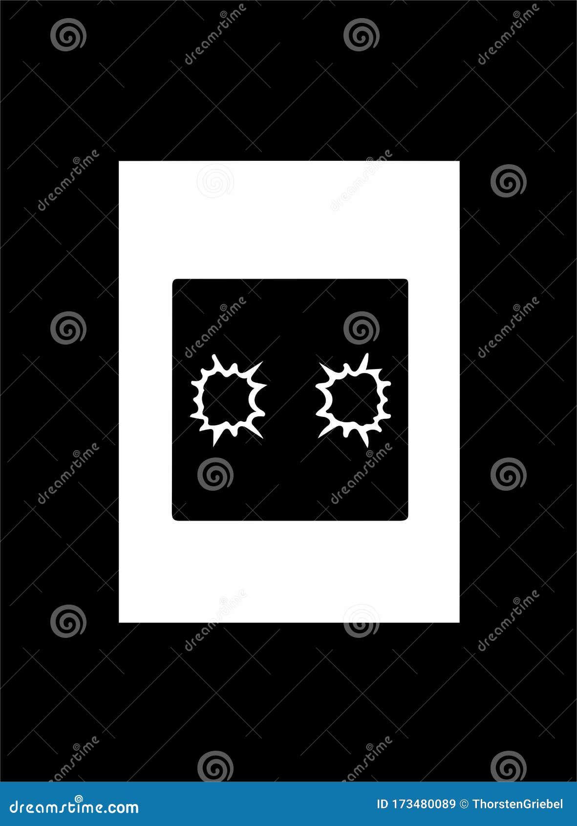 Ornate Abstract Black Symbol on White Background and Black Frame Stock ...
