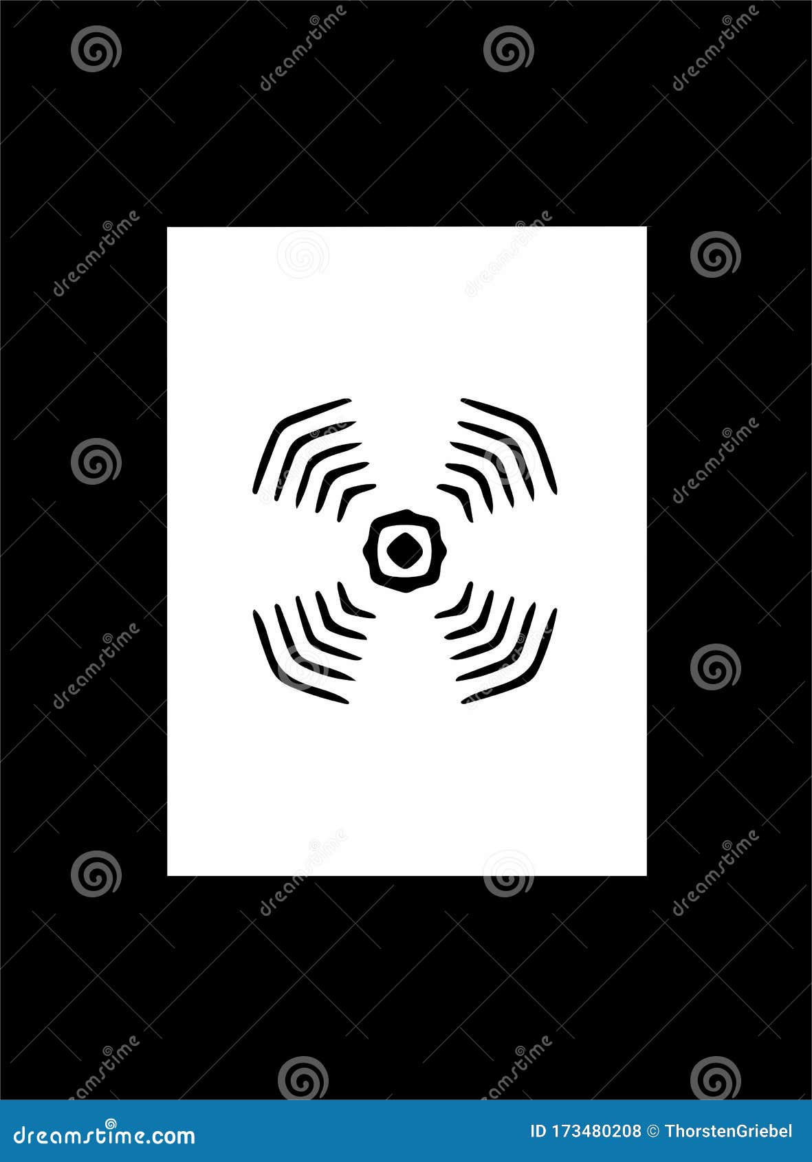 Ornate Abstract Black Symbol on White Background and Black Frame Stock ...