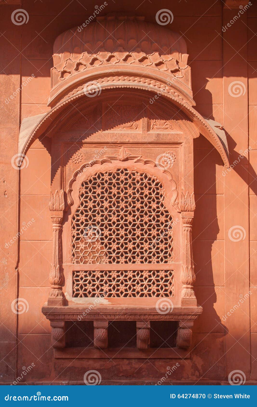 Ornate Arched Red Sandstone Window in Bikaner Stock Photo - Image of ...