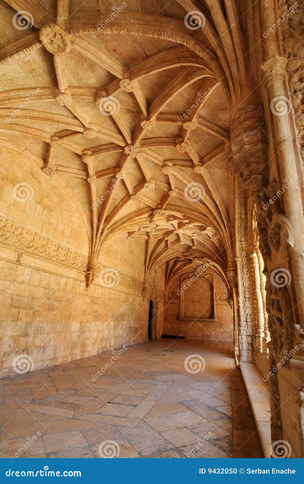Ornate Arched Walkway Ceiling Stock Photo - Image of lisbon, stonework ...