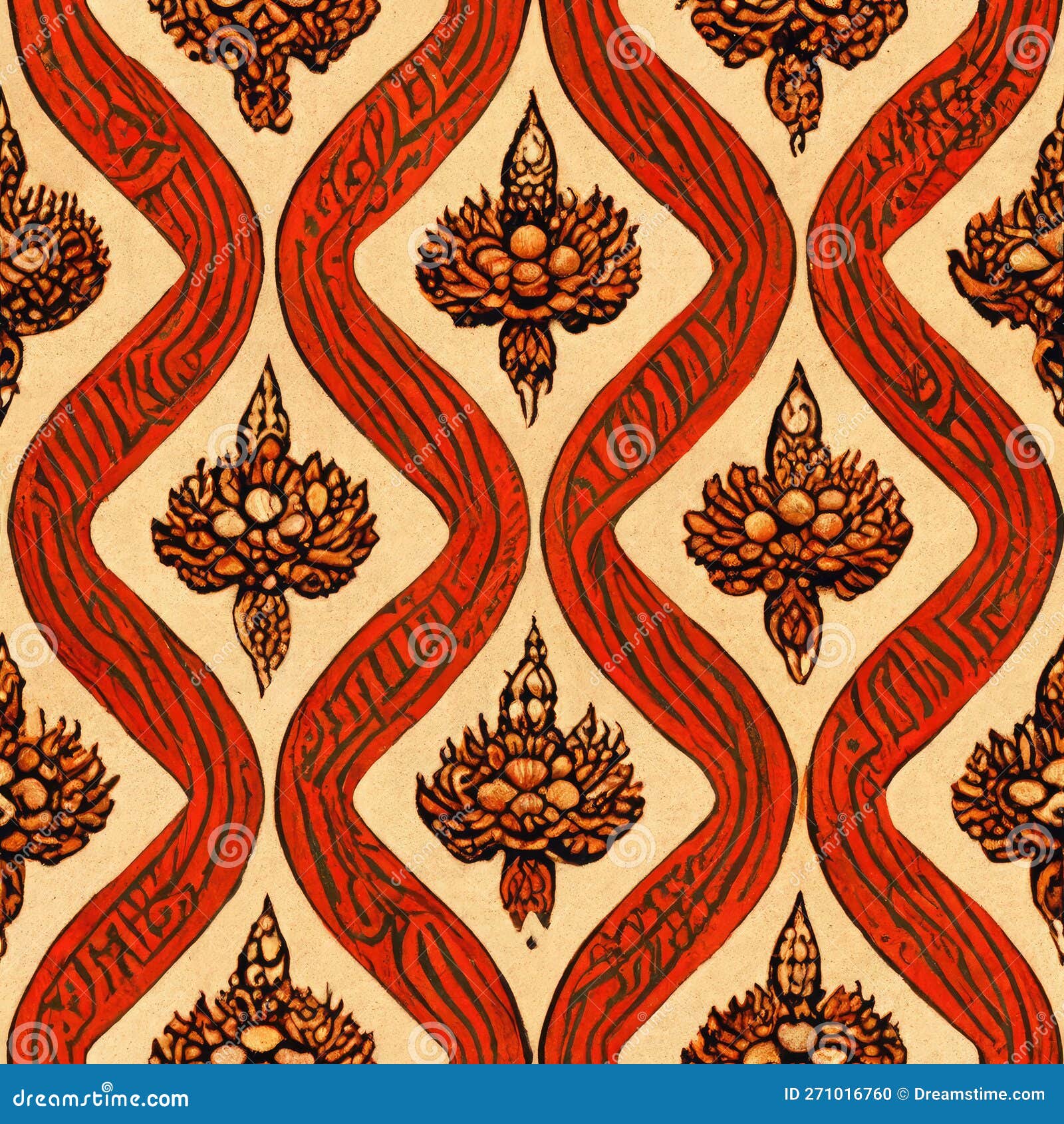 Ornate Asian-inspired Designs Seamless Pattern Stock Illustration ...