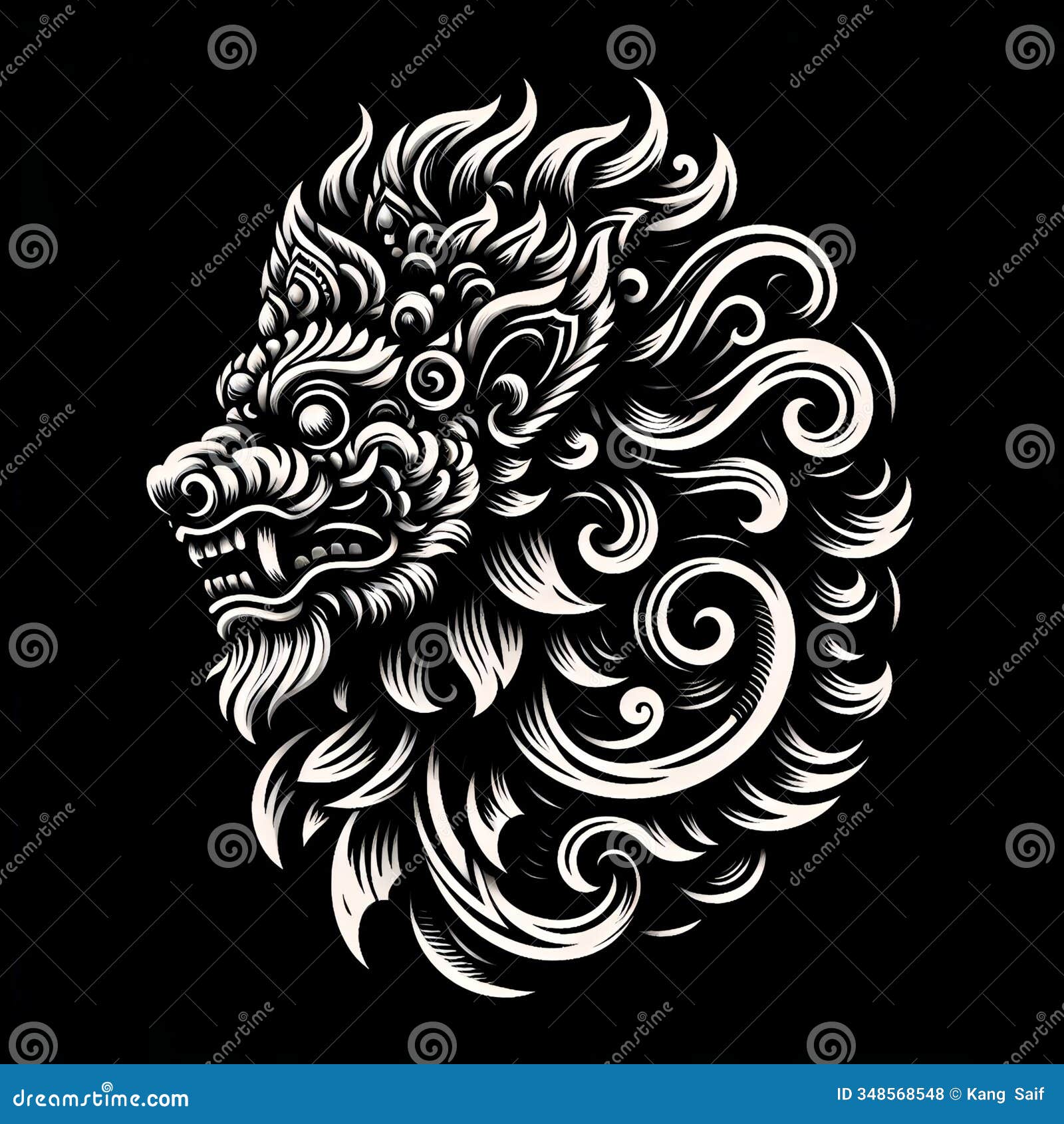 Ornate Barong Head stock illustration. Illustration of barong - 348568548