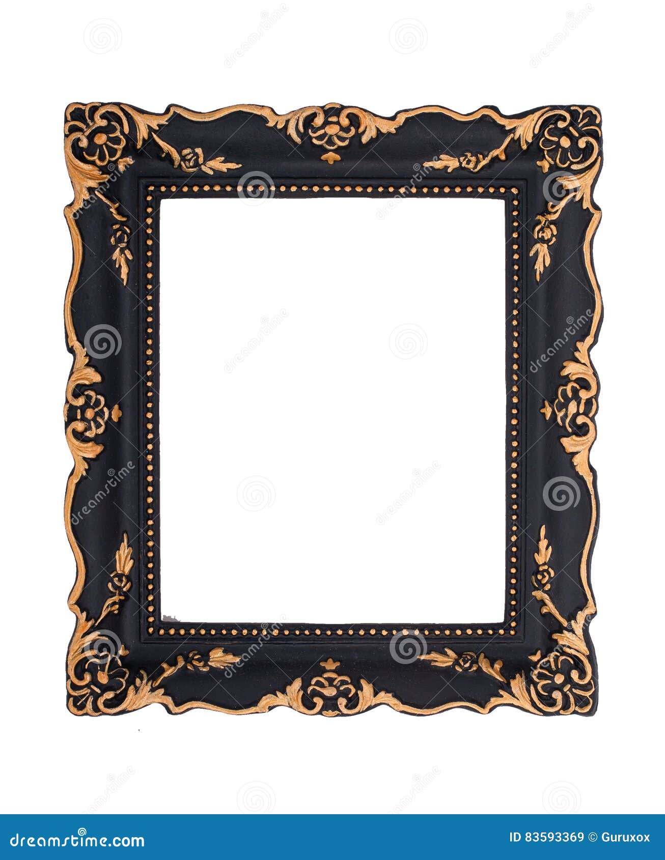 Ornate Black and Golden Baroque Frame Isolated on the White Back Stock ...