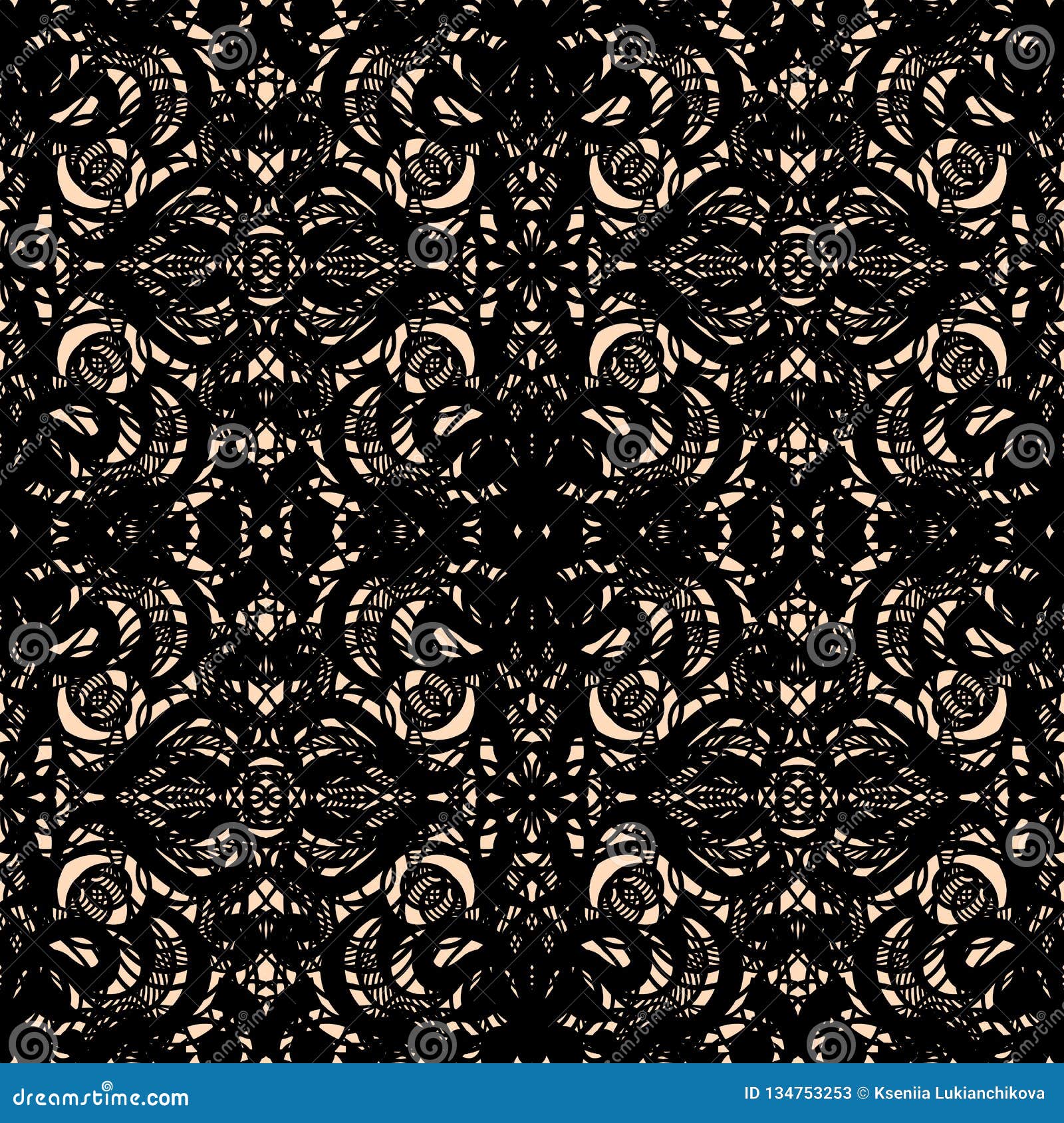 Ornate Black Guipure, Lace Seamless Pattern Vector Stock Vector ...