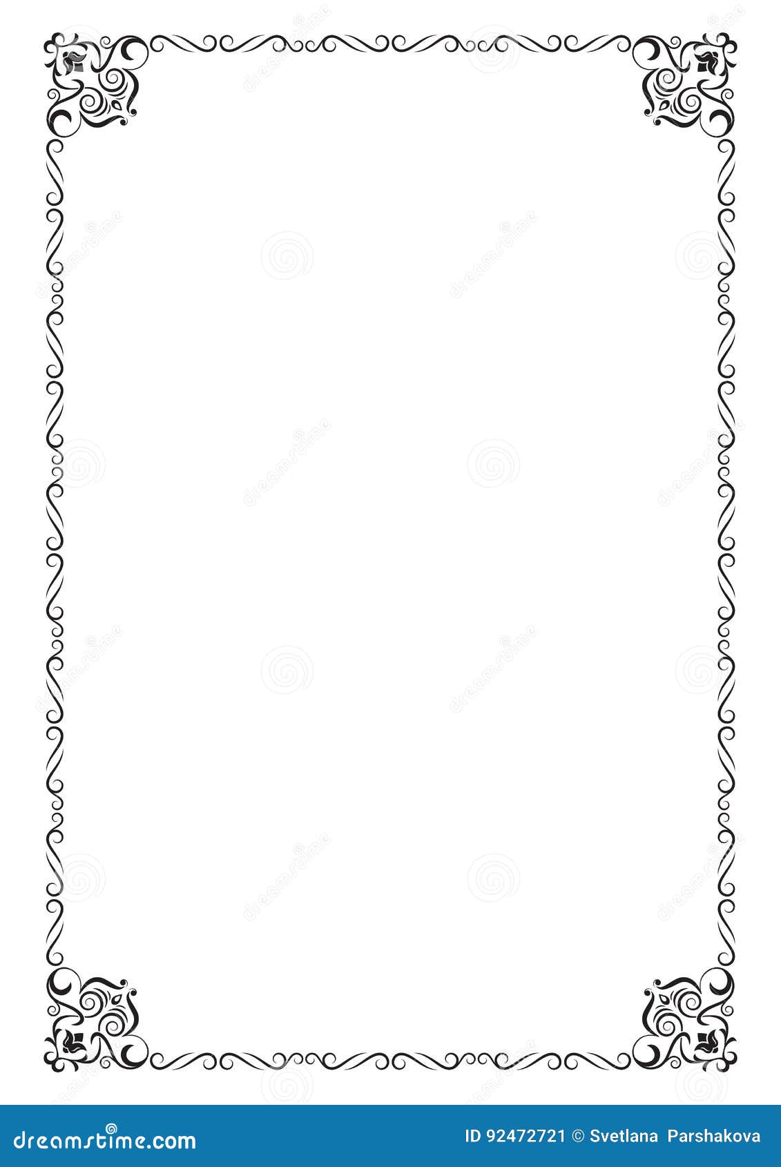 Ornate Black Rectangular Frame. Stock Vector - Illustration of card ...