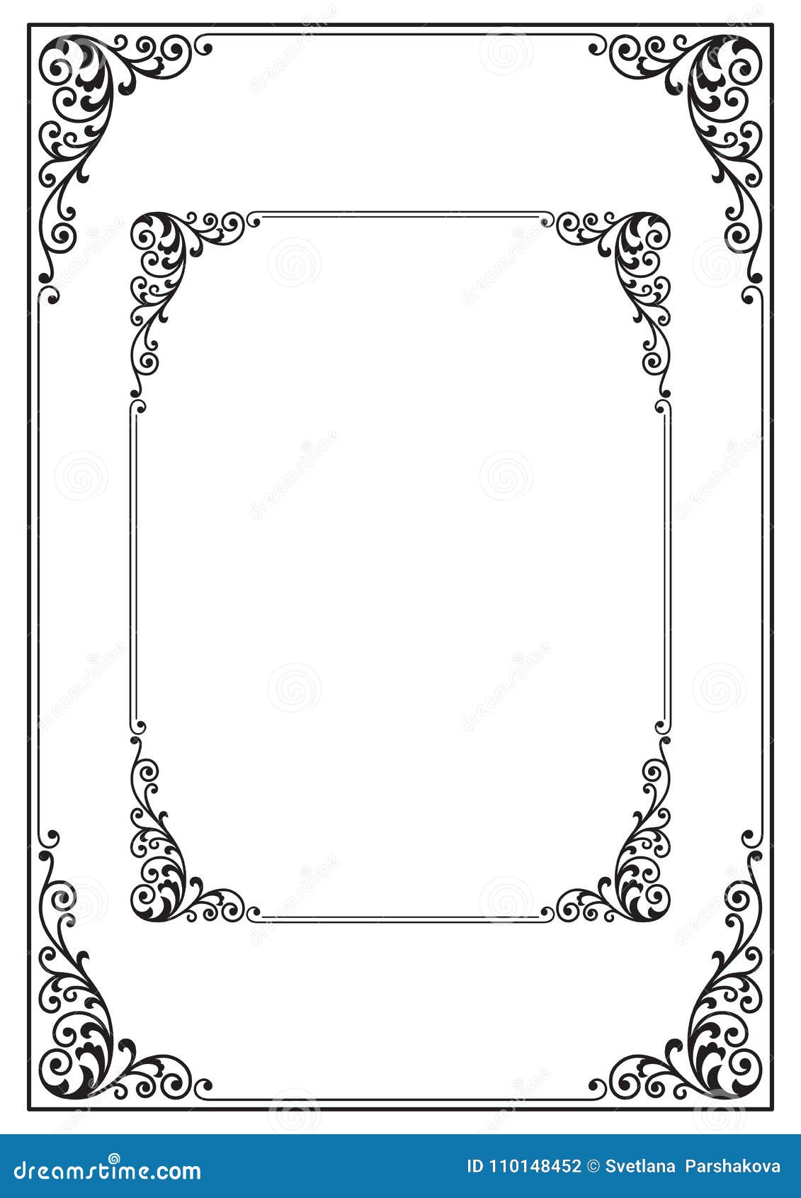 Ornate Black Rectangular Frames. Stock Vector - Illustration of card ...