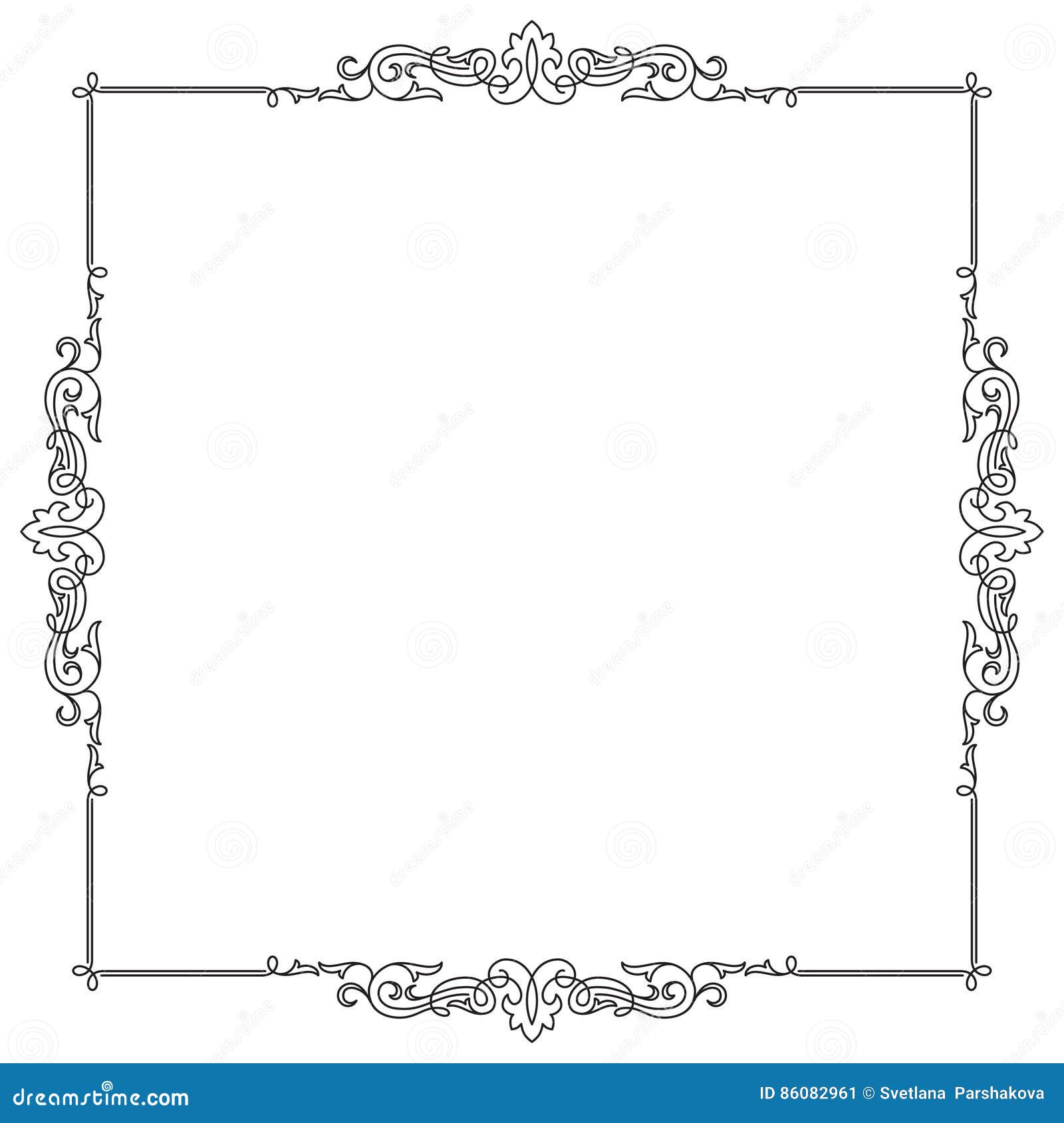 Ornate Black Square Border. Stock Vector - Illustration of black, card ...