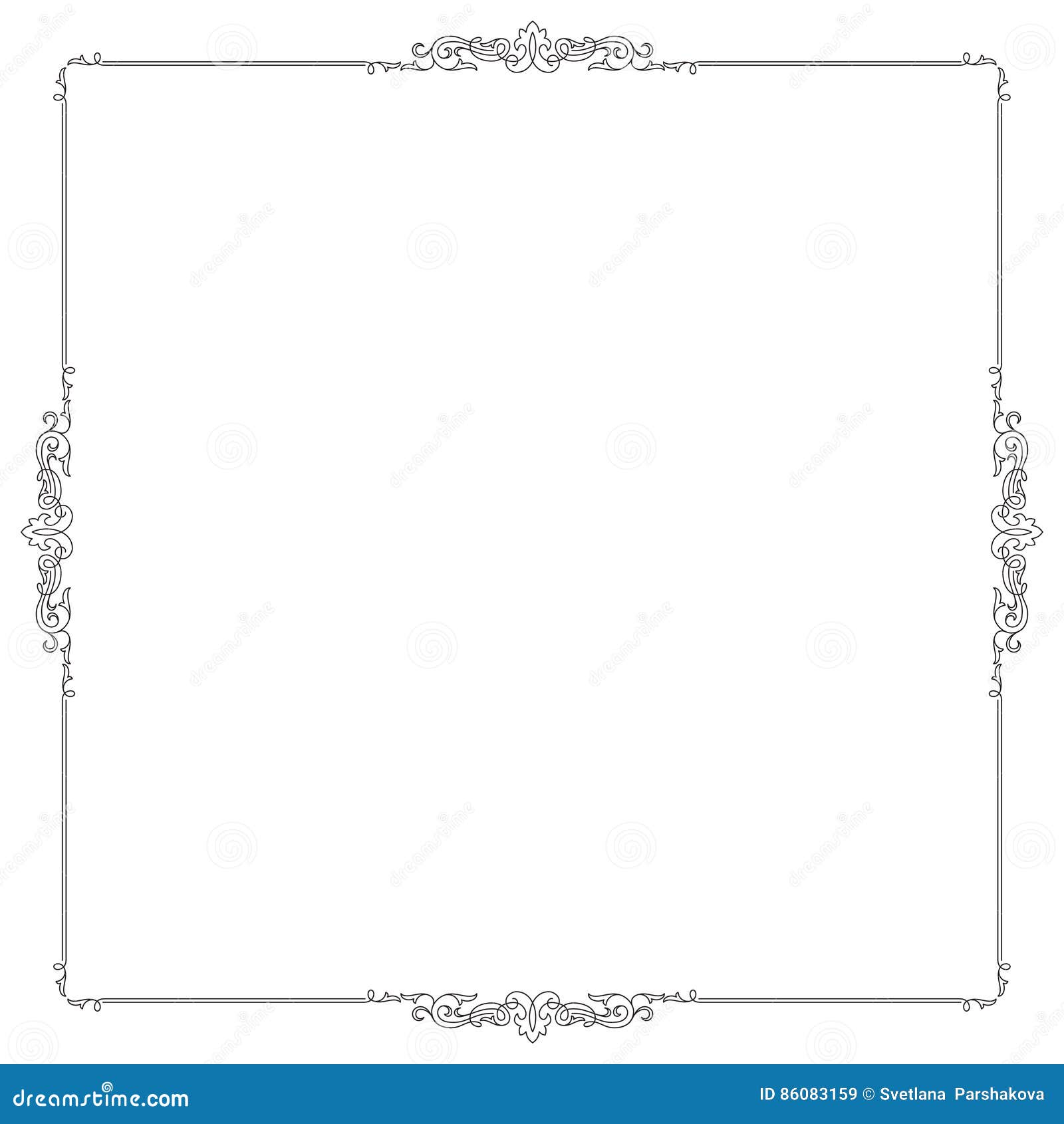 Ornate Black Square Border. Stock Vector - Illustration of decoration ...