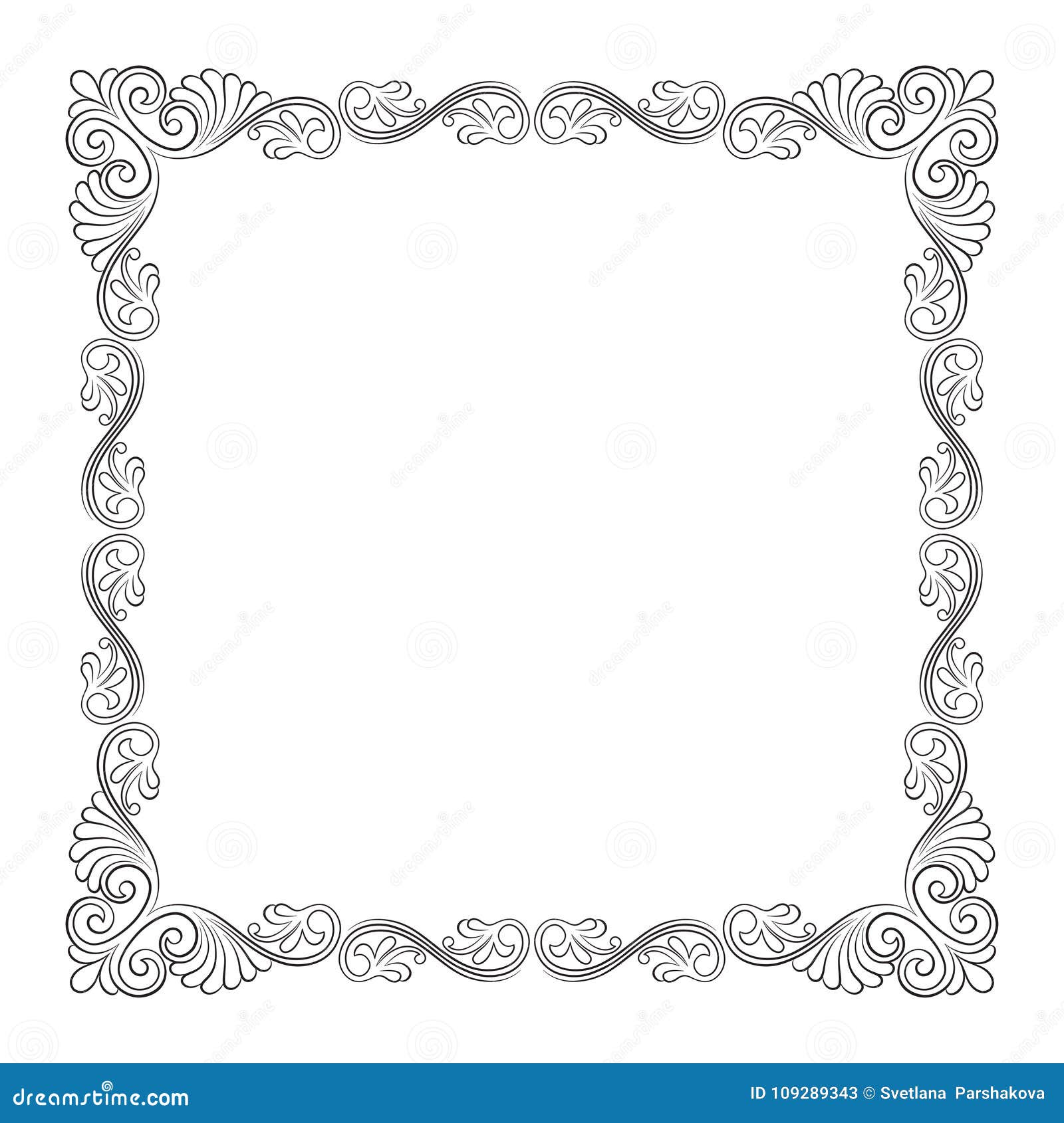 Ornate black square frame stock vector. Illustration of black - 109289343