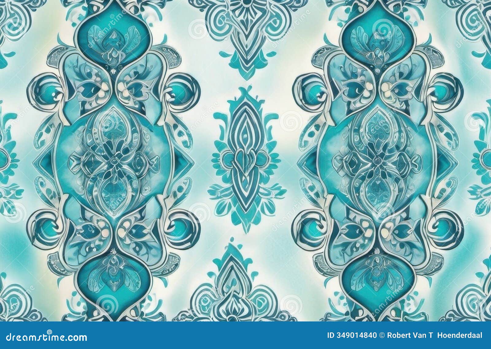 Ornate Blue Floral Fantasy Pattern Wallpaper at 8-12-2024 Stock ...