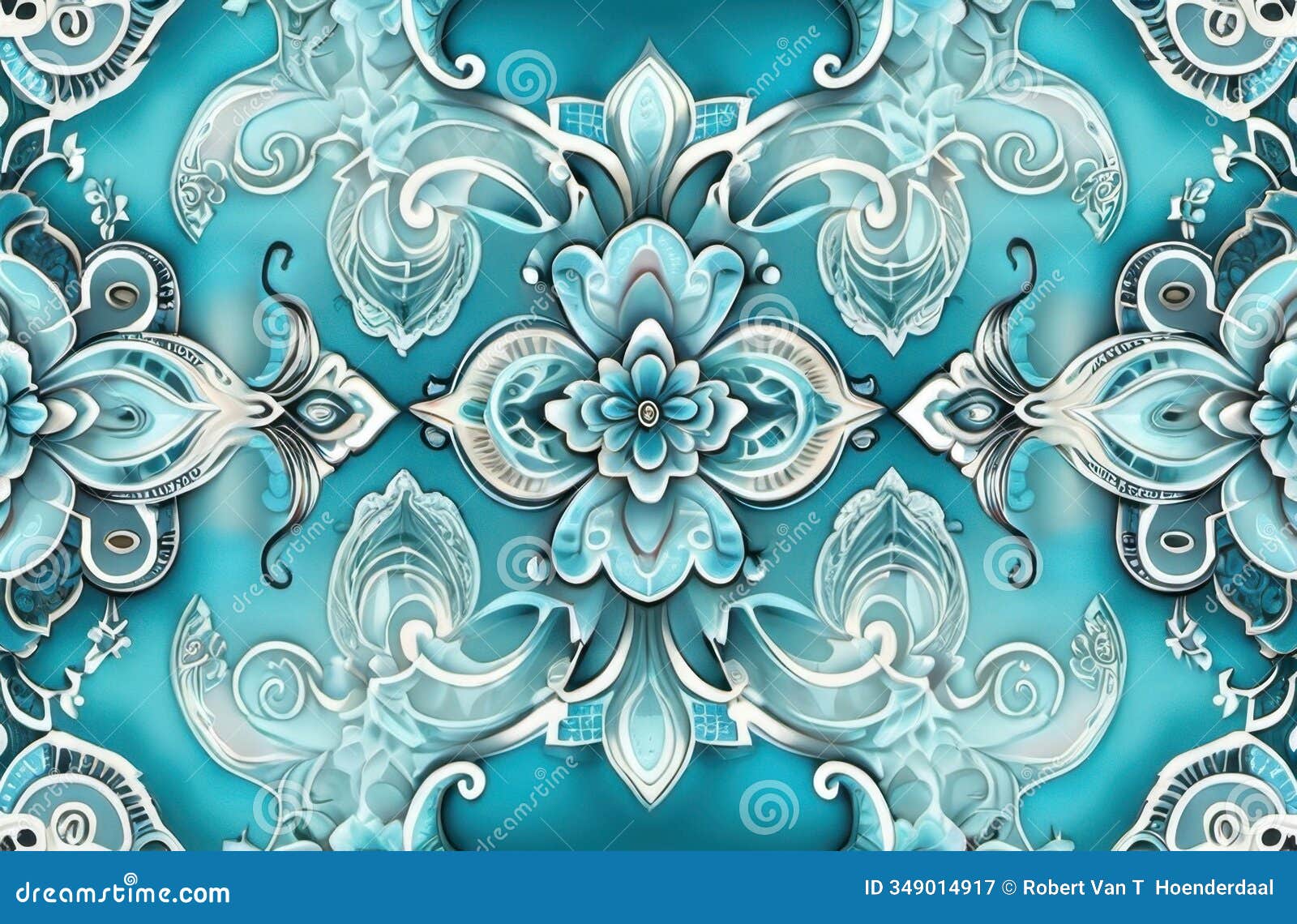 Ornate Blue Floral Fantasy Pattern Wallpaper at 8-12-2024 Stock ...
